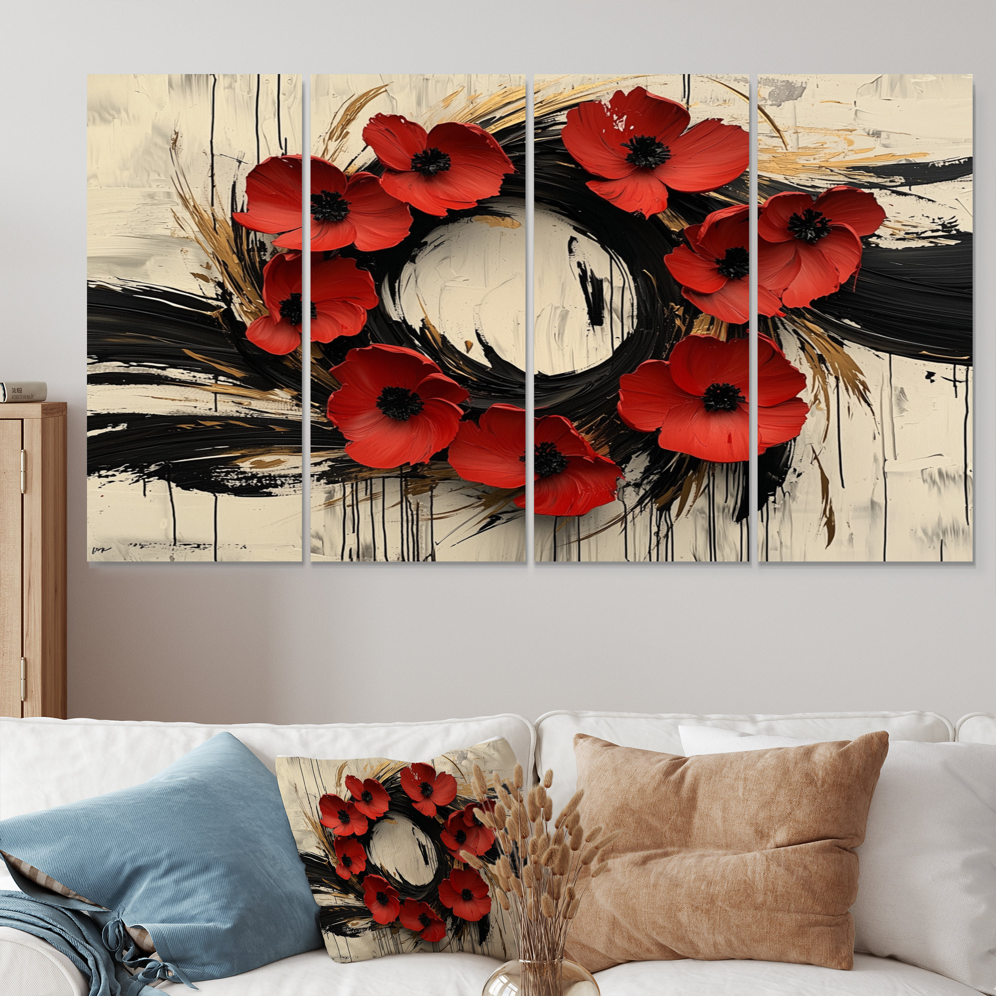 Winston Porter Sunset Hues Of Abstract Wreath Of Flowers II - Wreath ...