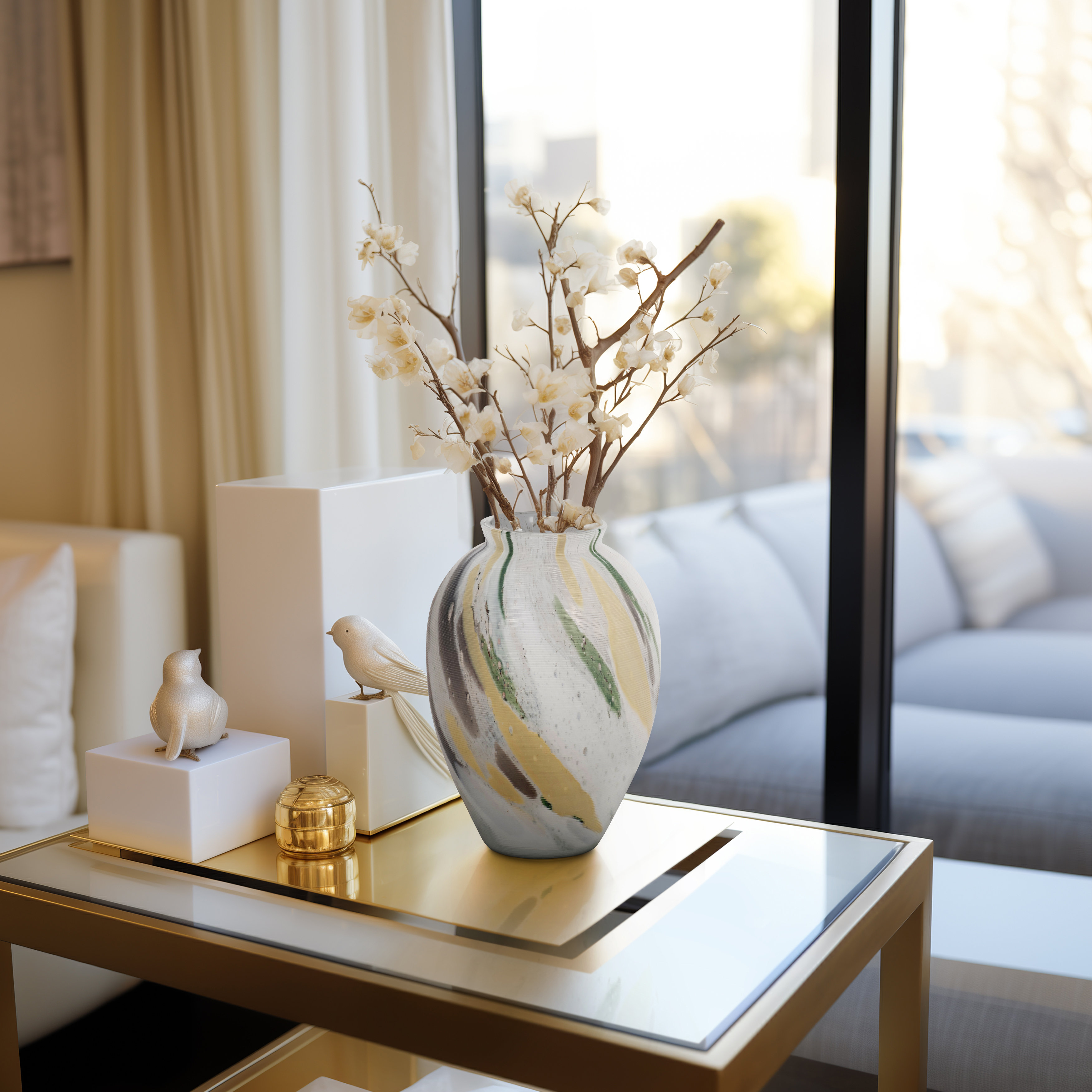 Ivy Bronx Modern Abstract Glass Swirled Bud Marbled Look Vase | Wayfair