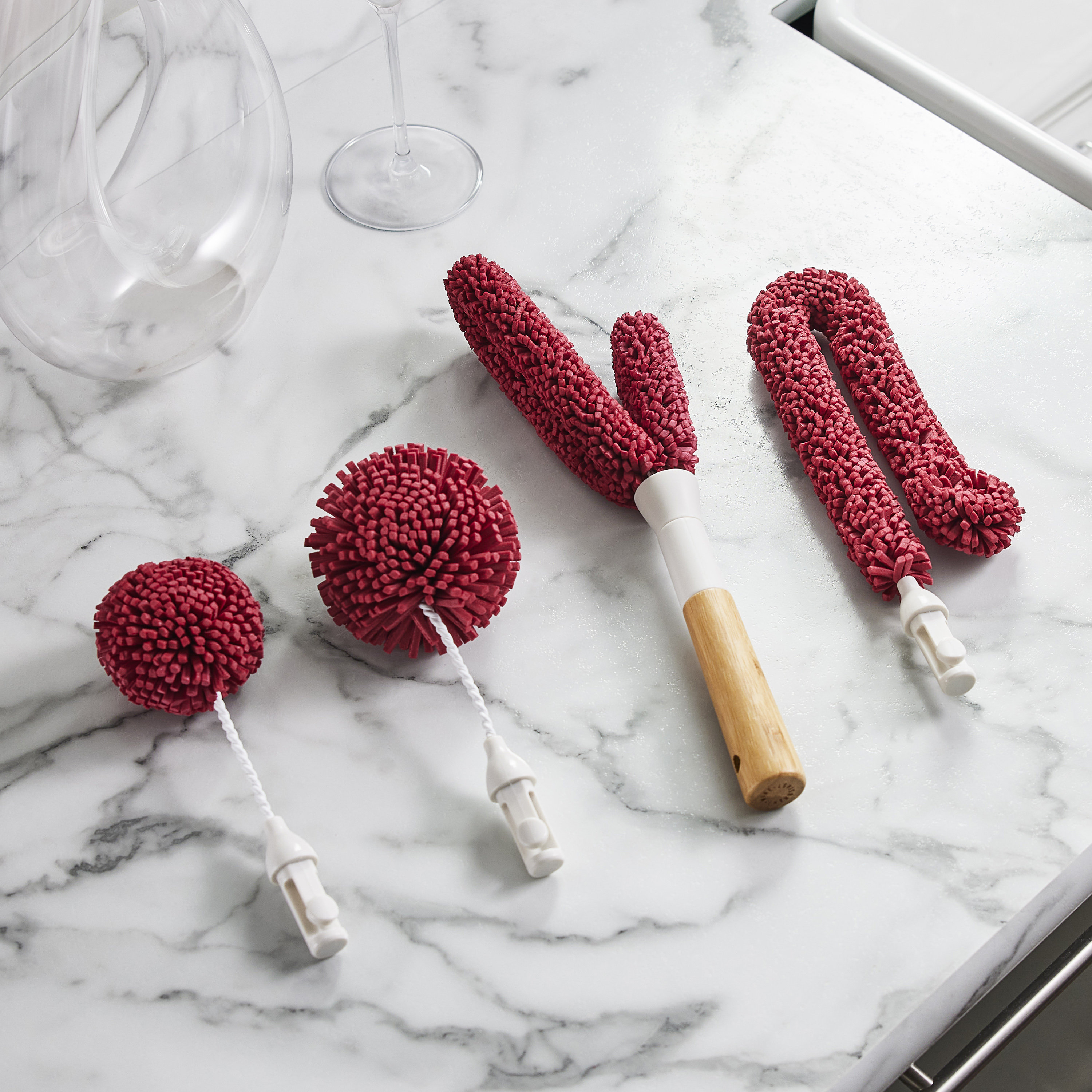 Wine Enthusiast Interchangeable Glassware Cleaning Brush 5 pc Set | Wayfair
