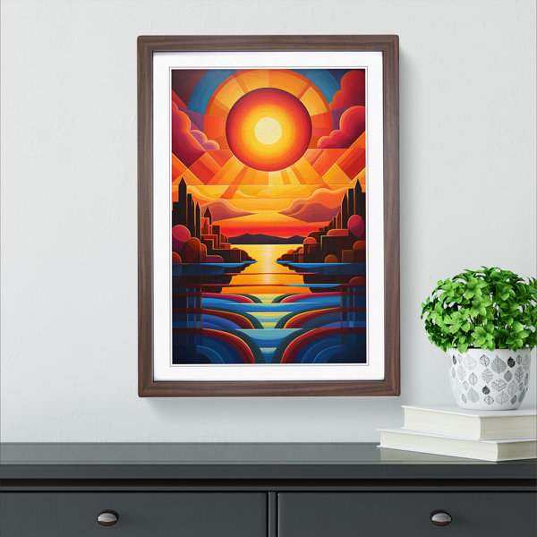 Happy Larry Art Deco Sunset Hard Edge Painting No.3 | Wayfair.co.uk