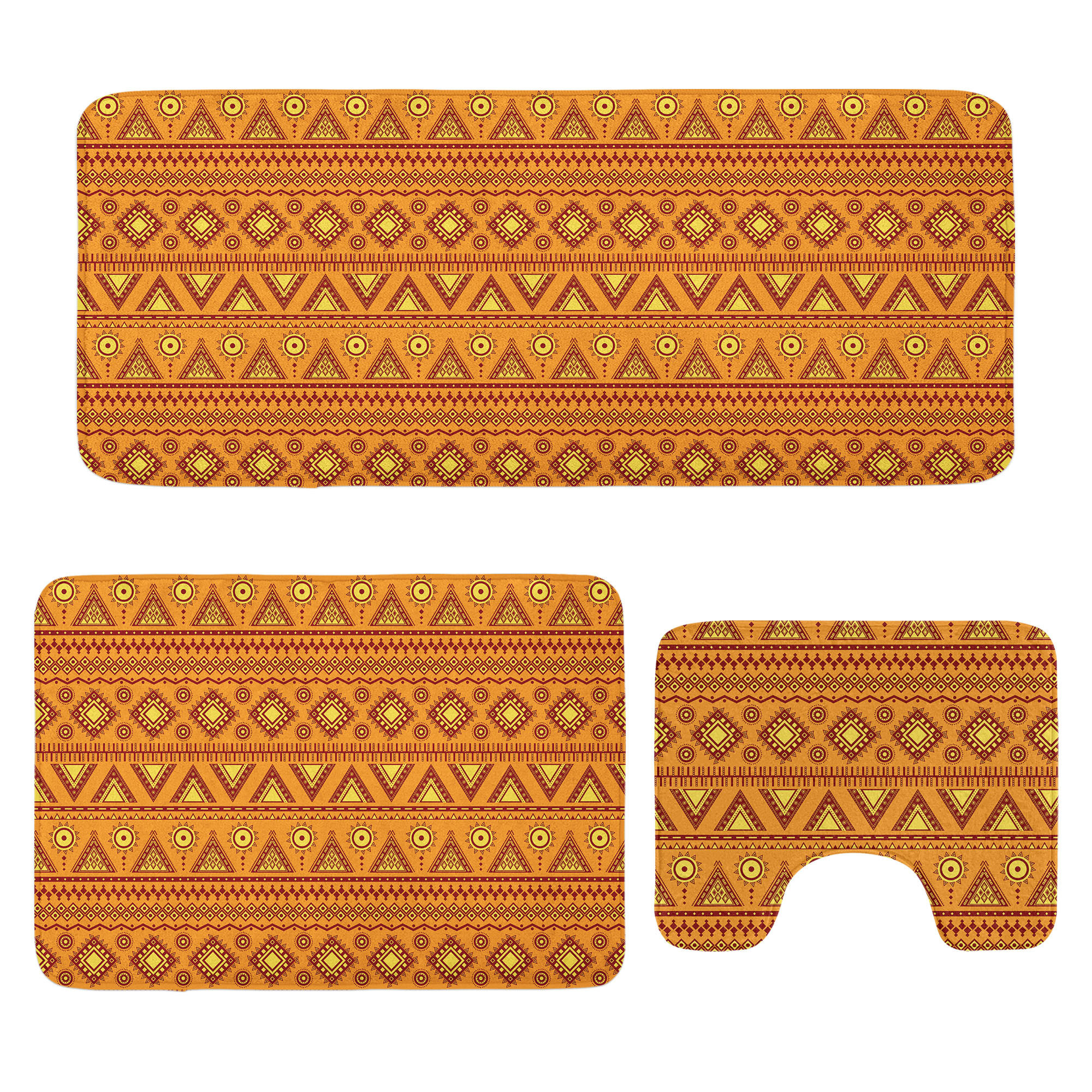 East Urban Home Aztec Bathroom Rug Set 3 Pieces U-Shape & Rectangle ...