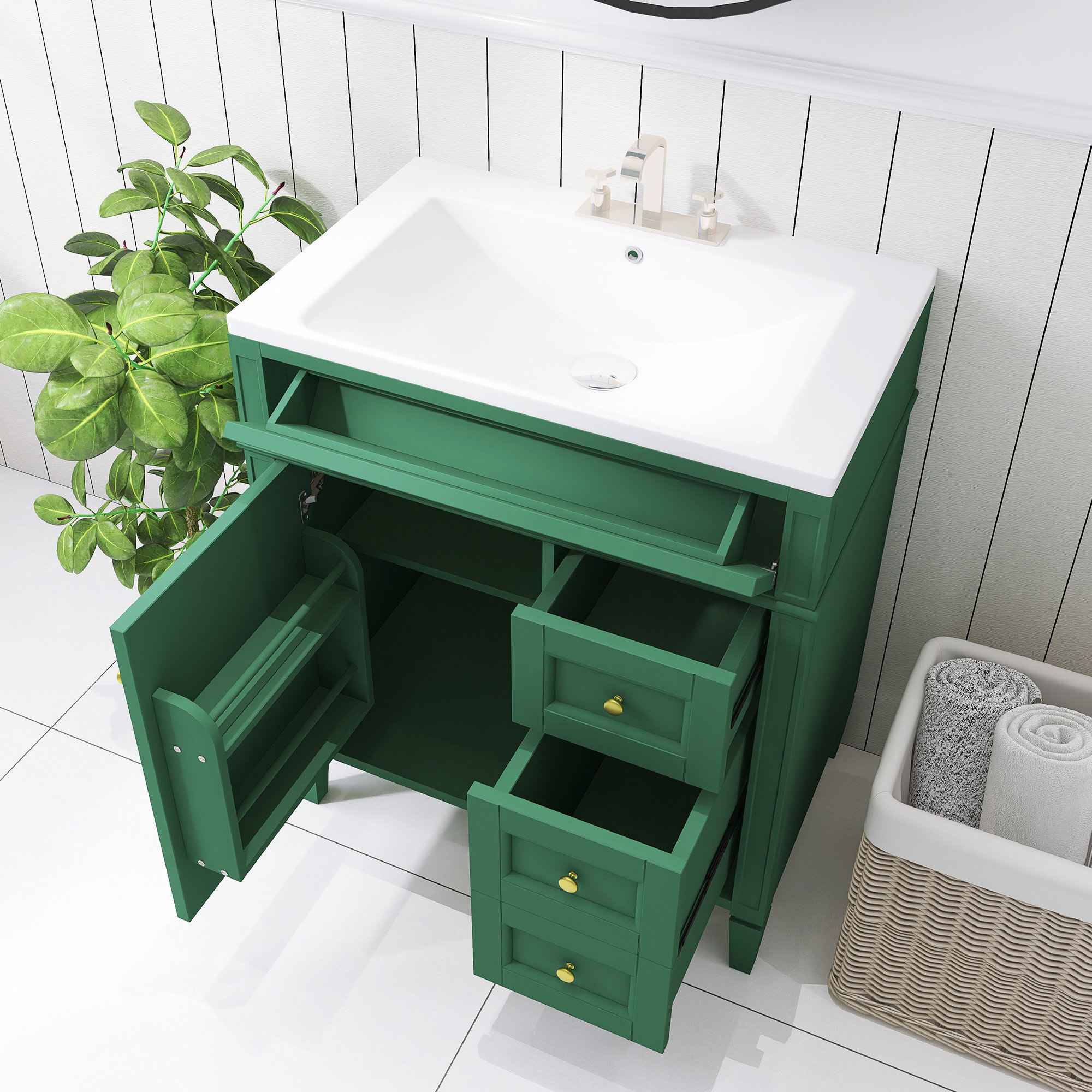 Charlton Home 30" Freestanding Modern Single Bathroom Vanity With ...