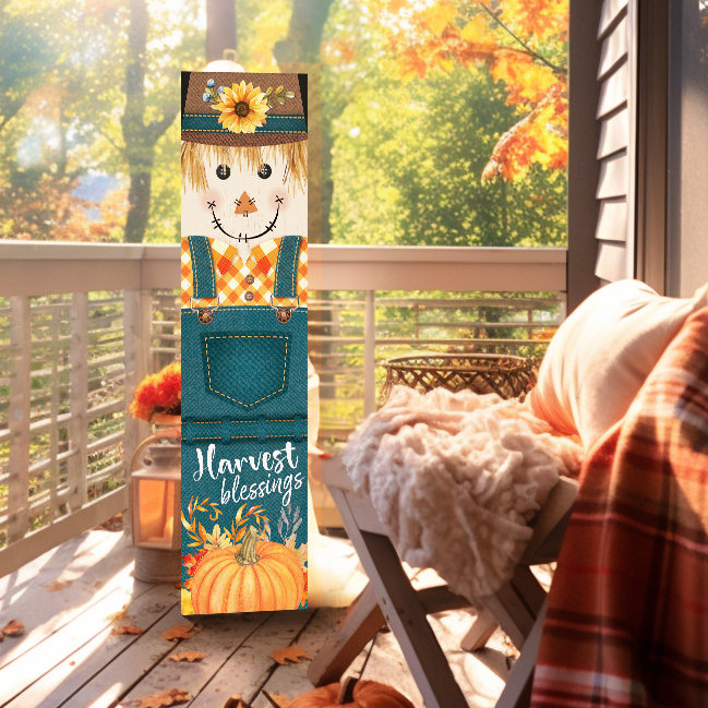 The Holiday Aisle® 36in Harvest Blessings Scarecrow Outdoor Porch Sign ...