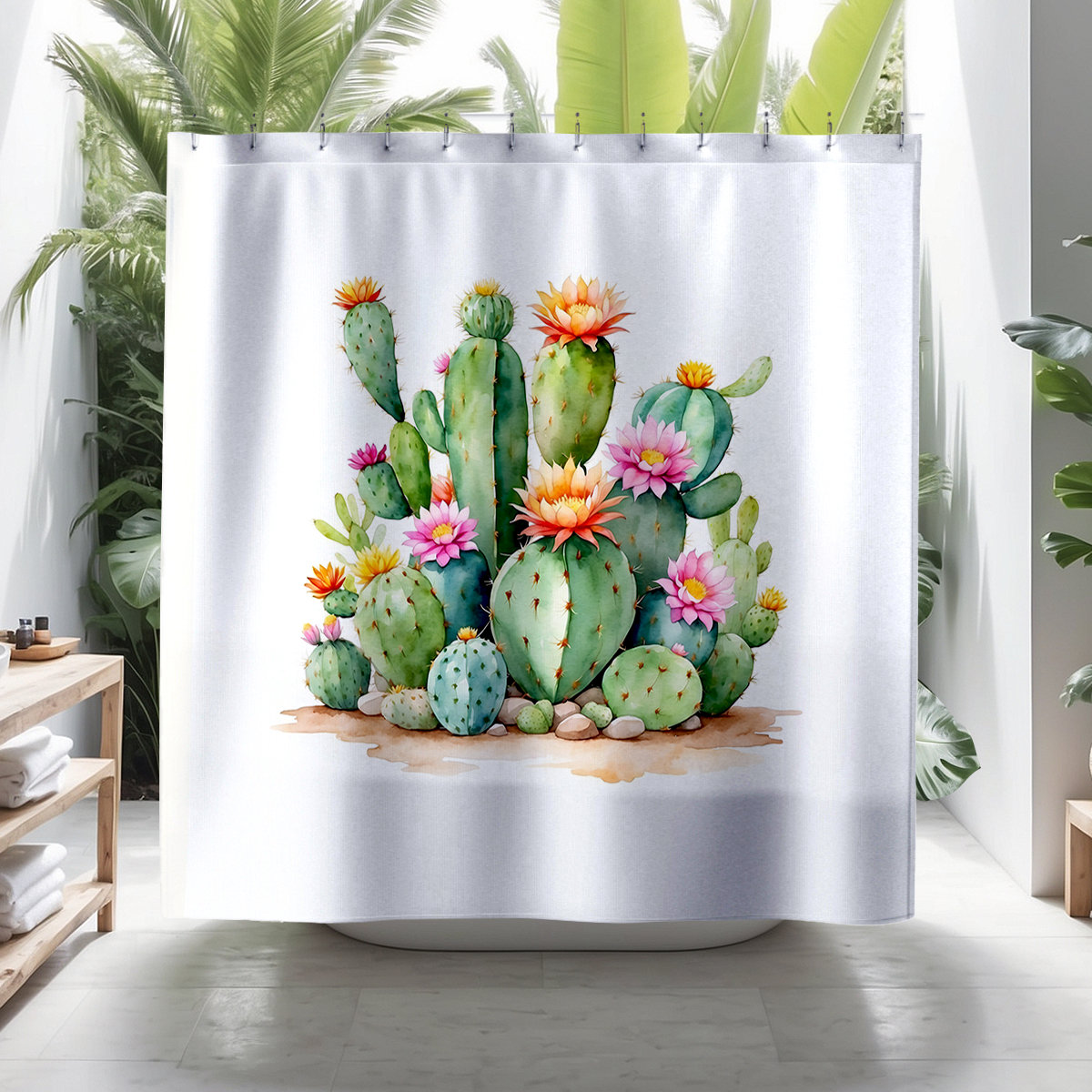 ULLI HOME Kramer Cactus Shower Curtain | Wayfair