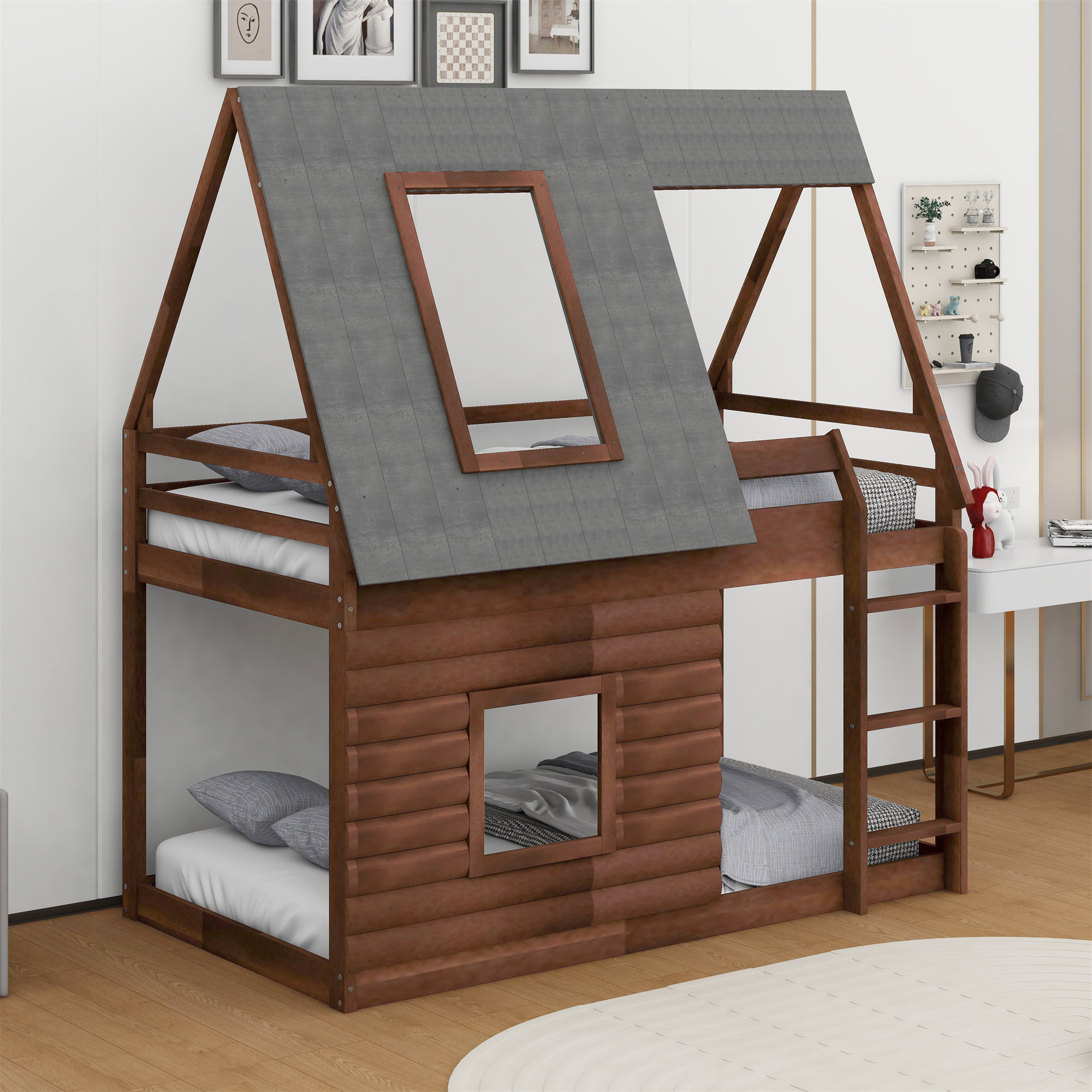 Harper Orchard Alguire Kids Twin Over Twin Bunk Bed | Wayfair