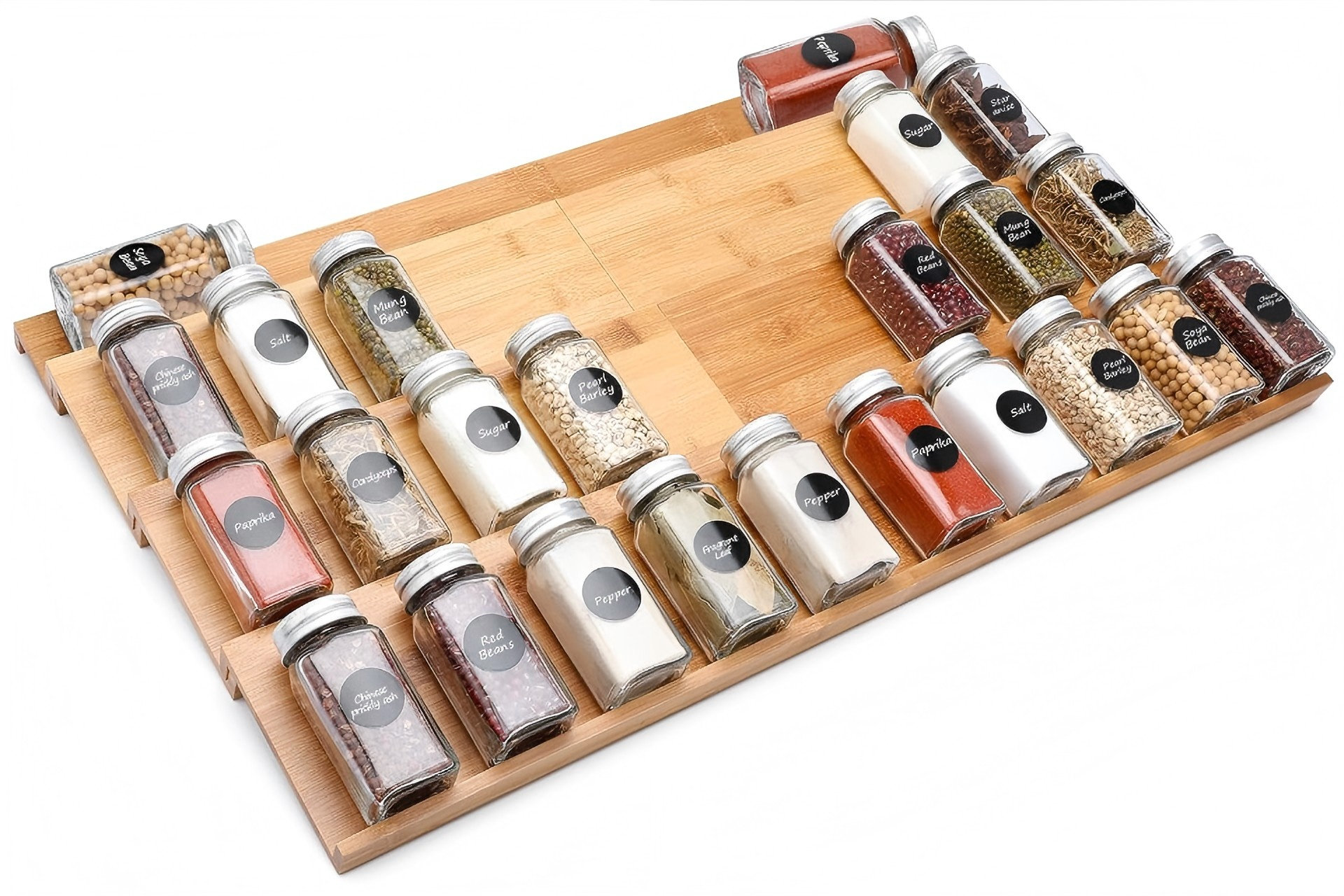 Latitude Run® Bamboo Spice Drawer Organizer, 4 Tier In Drawer Spices ...