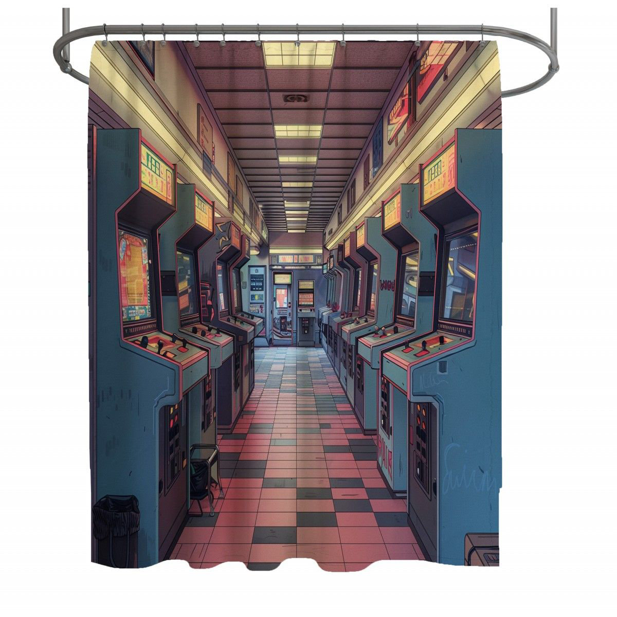 Latitude Run® Arcade Shower Curtain - Entertainment Bathroom Decor ...