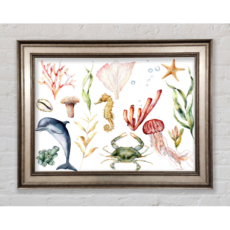 Bright Star Water Colour Sea Creatures - Single Picture Frame Art ...