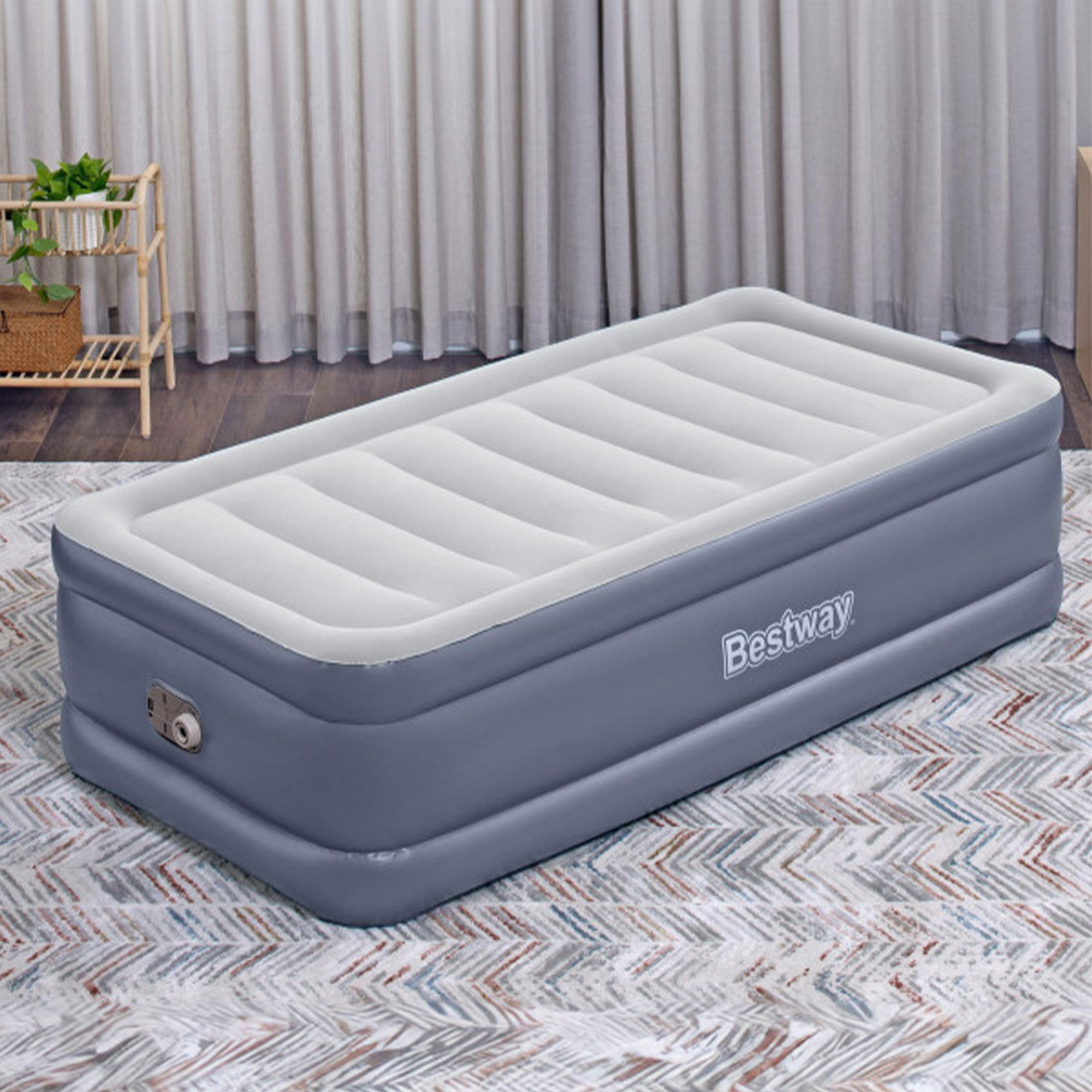 Bestway Tritech Air Mattress Inflatable Twin-Sized Bed with Built-In AC ...