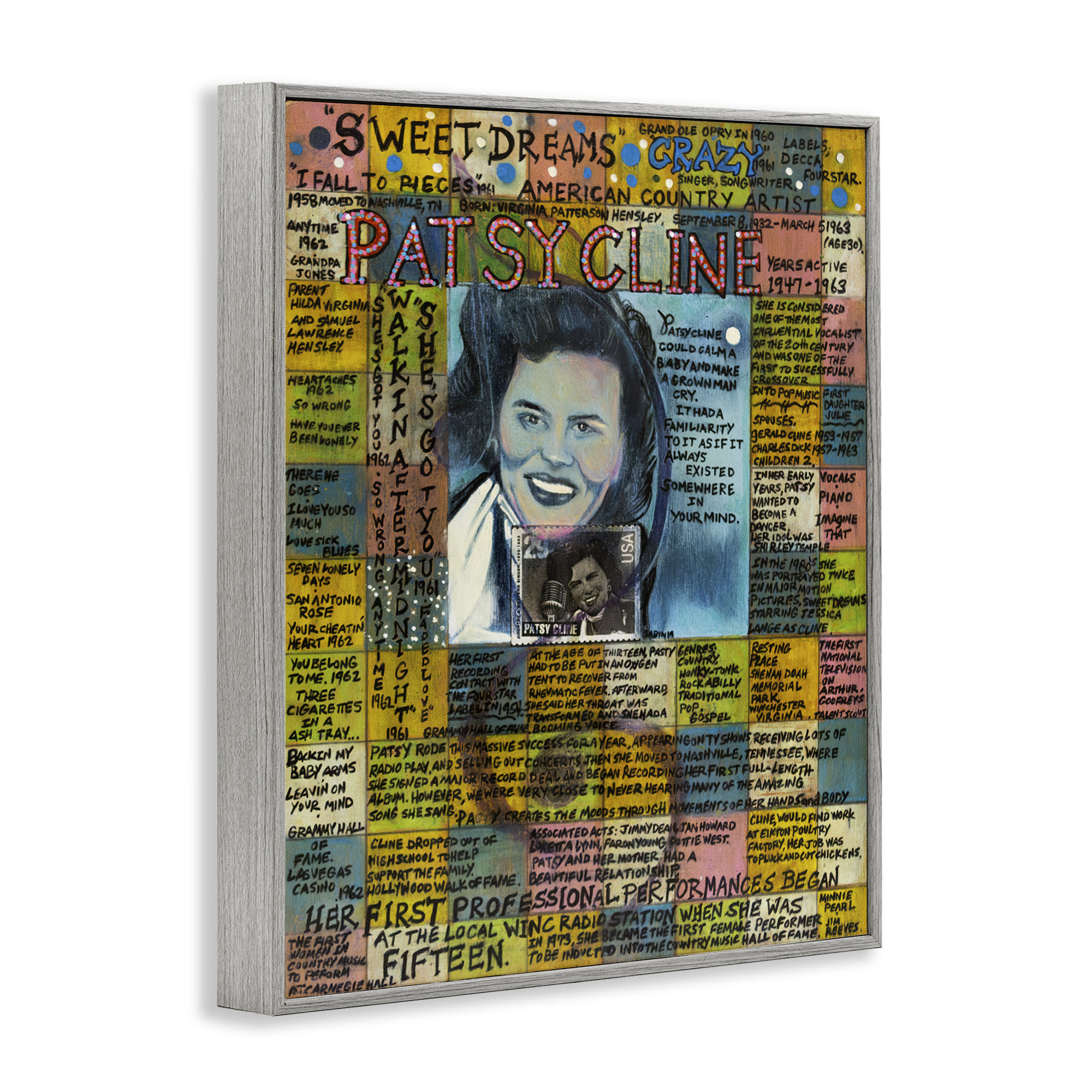 Winston Porter Patsy Cline Collage Framed Giclee Art by Sabin | Wayfair