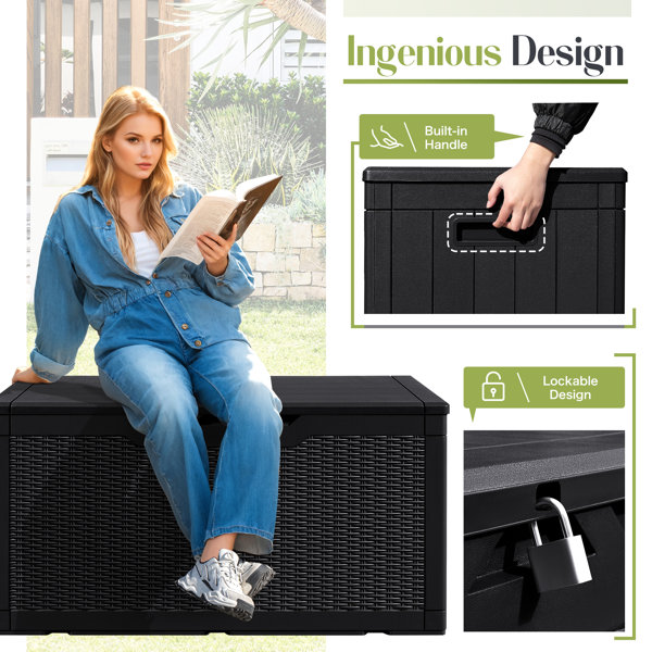 GUNJI 100 Gallons Water Resistant Resin Lockable Deck Box & Reviews ...