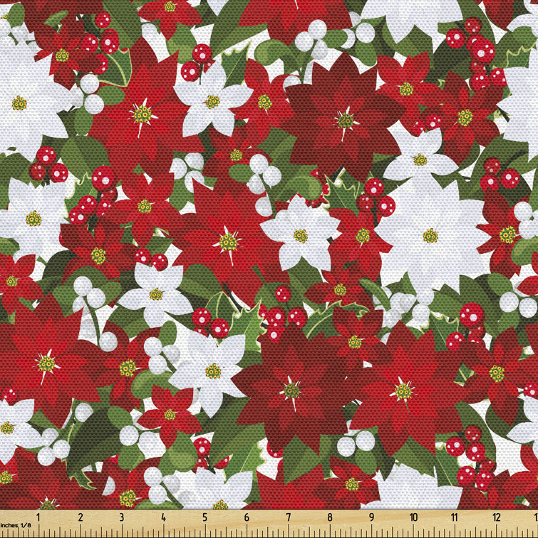 The Seasonal Aisle Lundell Holly Mistletoe Fabric | Wayfair.co.uk
