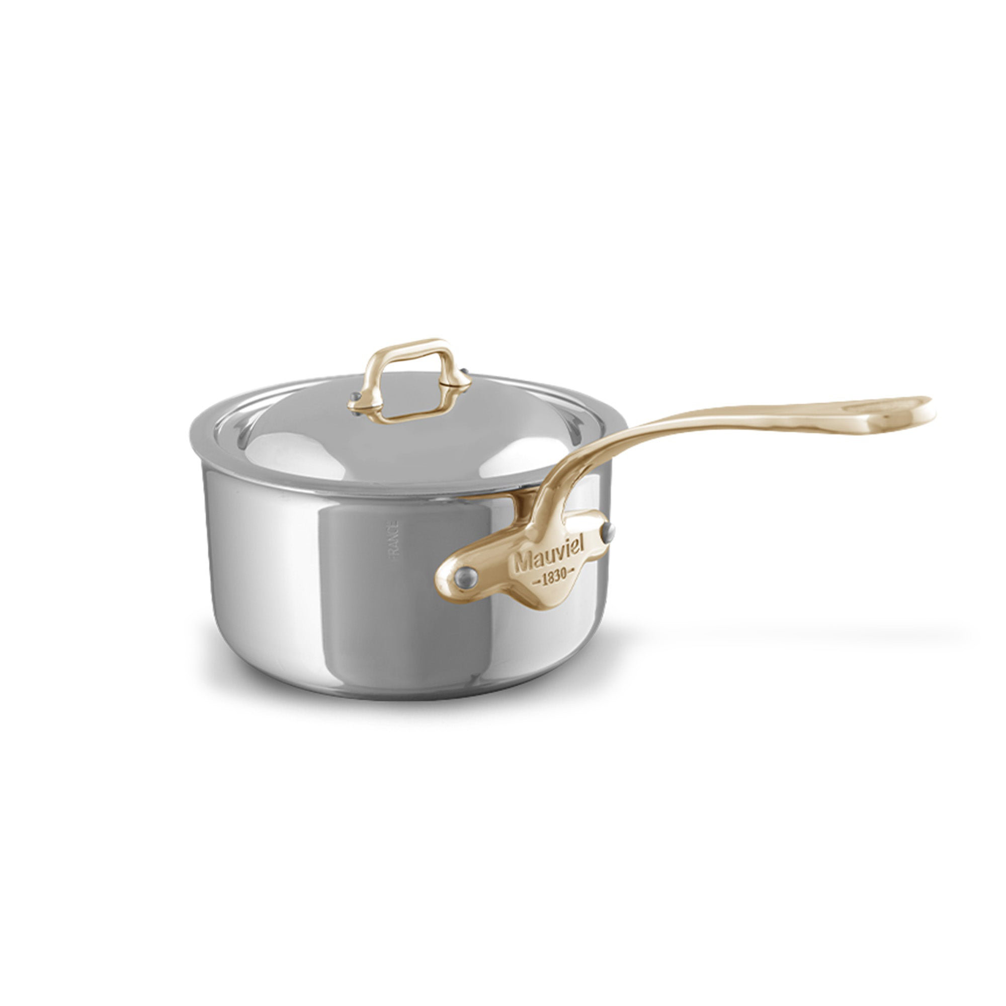 Mauviel M'COOK B Sauce Pan With Lid, Brass Handles, 1.8-Qt | Wayfair
