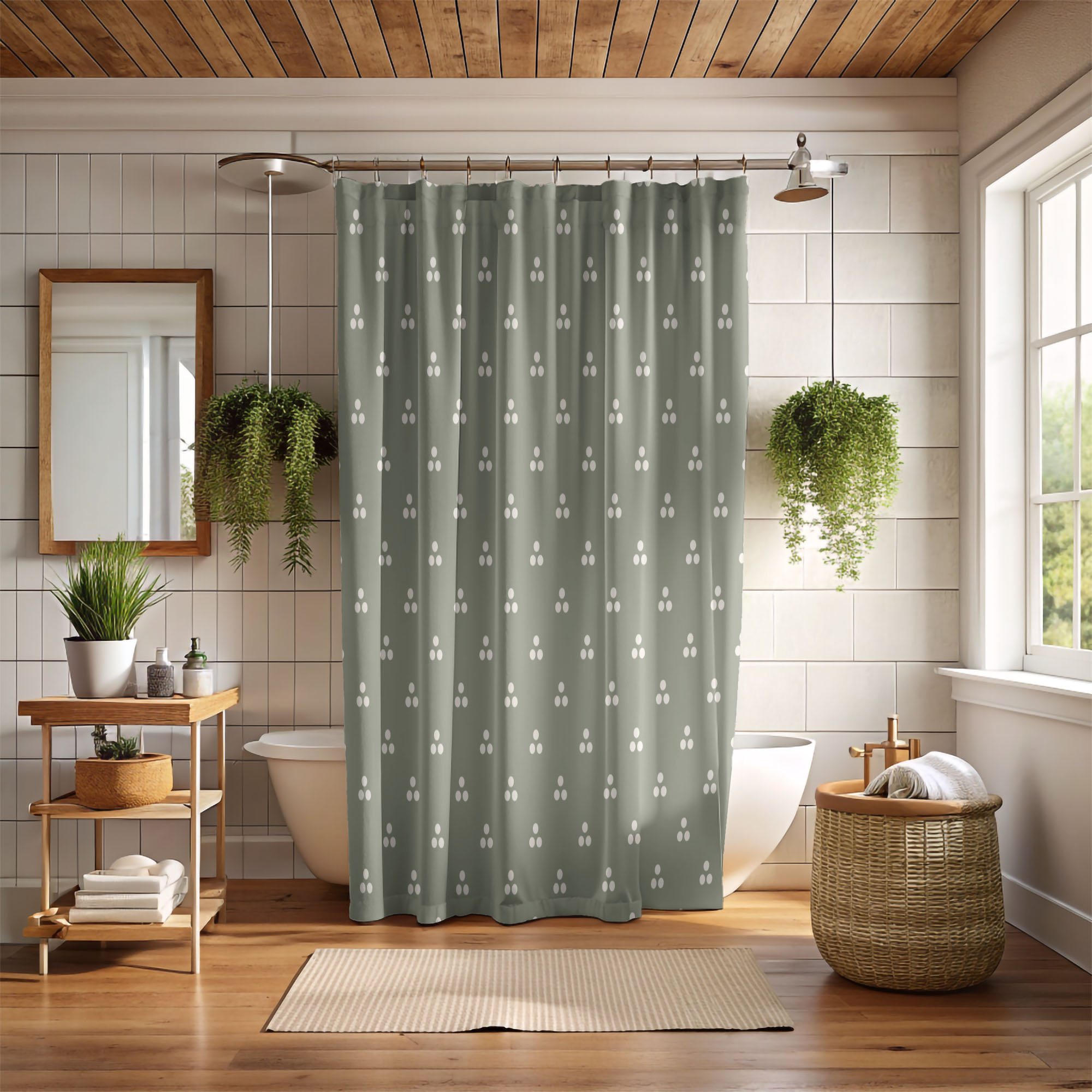 East Urban Home Olive Pebbles - Premium Shower Curtain | Wayfair
