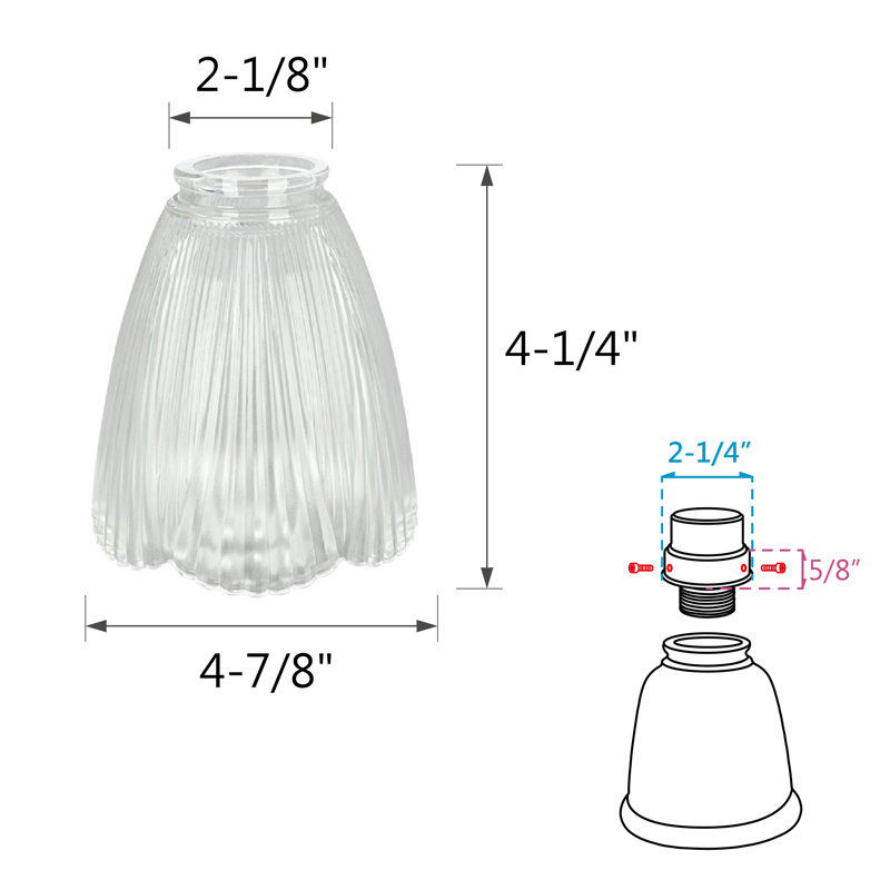 Lark Manor™ Analynn 5.25" H x 4.88" W Glass Bell Ceiling Fan Fitter ...