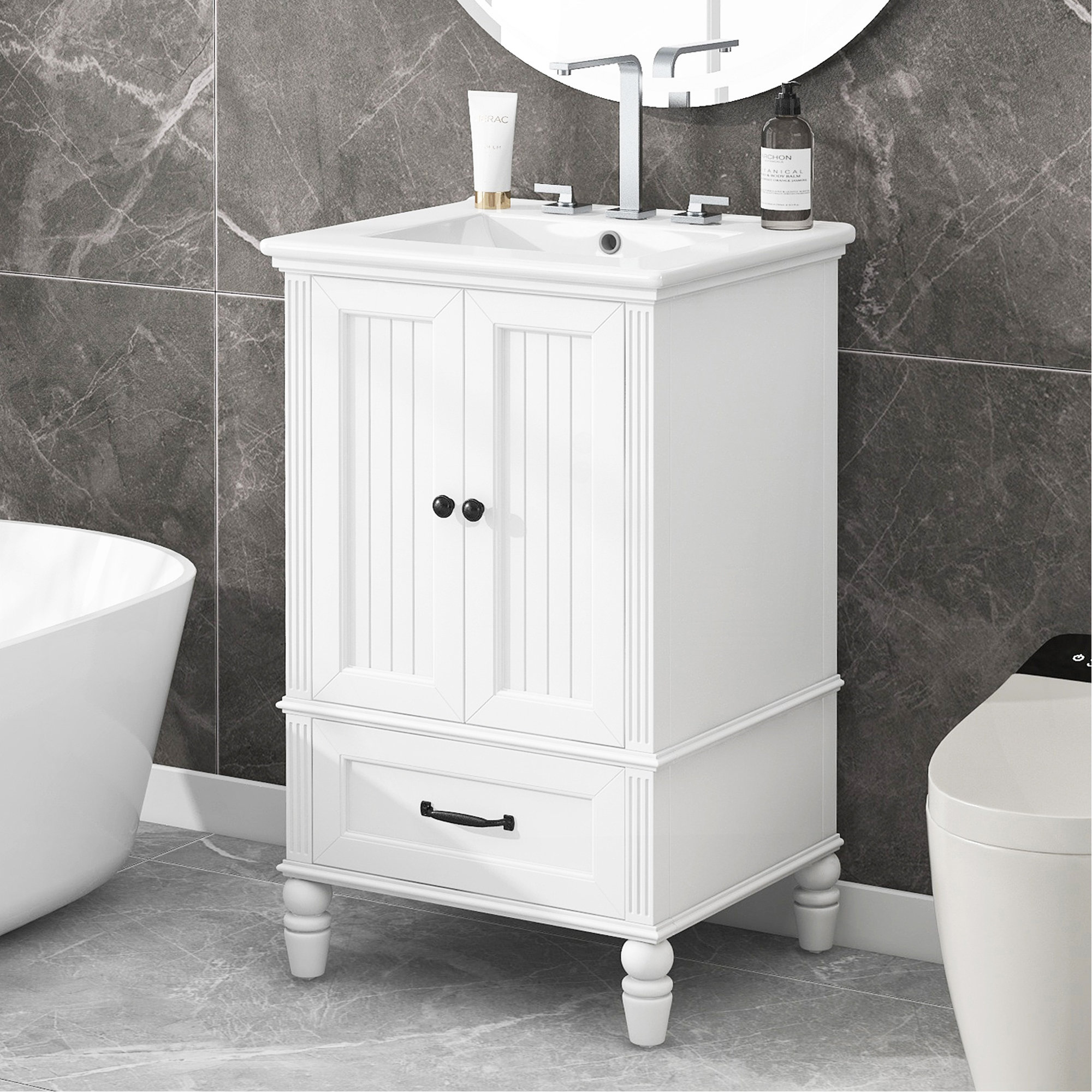 Ebern Designs 20" Bathroom Vanity With Sink, Bathroom Cabinet With Two ...