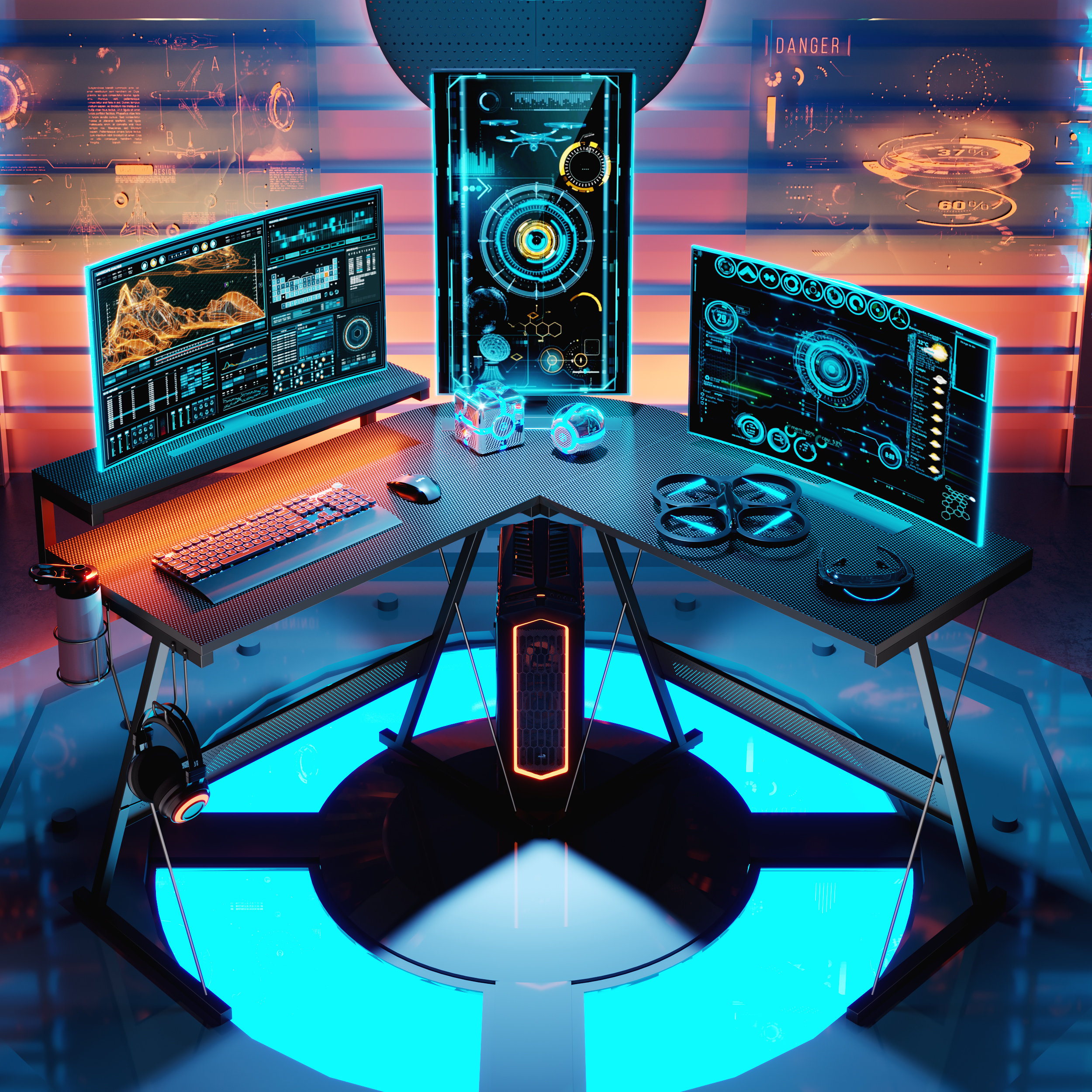 Wade Logan Jurgensen 55 inch Reversible L-Shaped Gaming Computer Desk ...