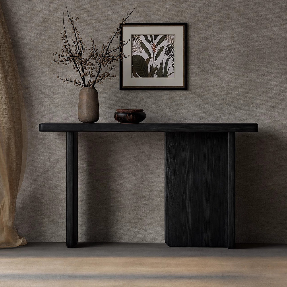 Orren Ellis Modern minimalist style black console table | Wayfair