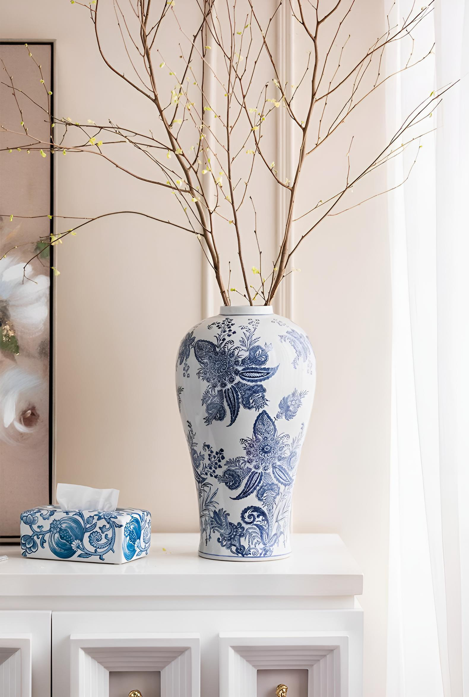 Canora Grey Blue And White Porcelain Vase With Underglaze Color: High ...