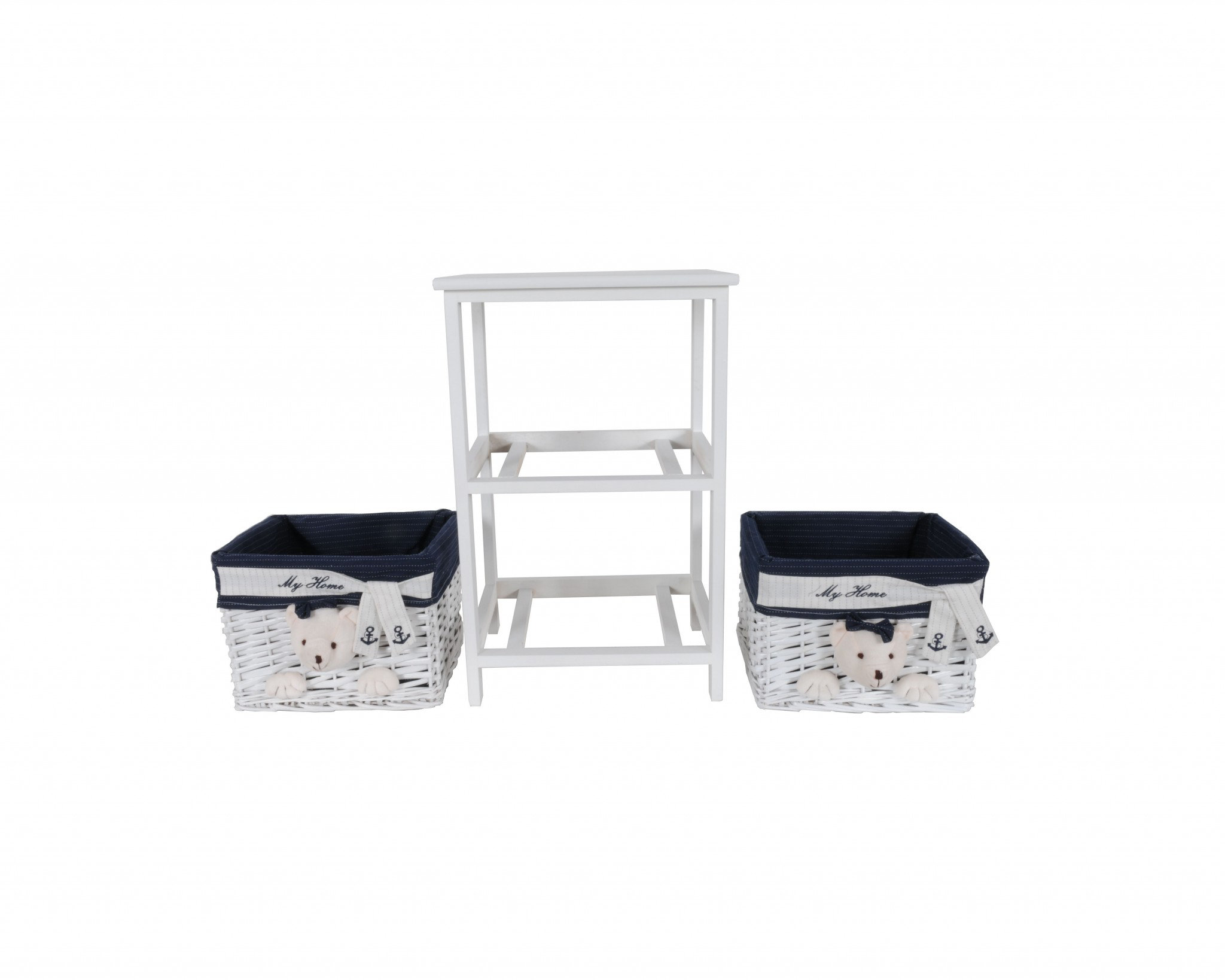 Cozy Collective 25" White and Blue Portable Two-Drawer Storage Unit ...
