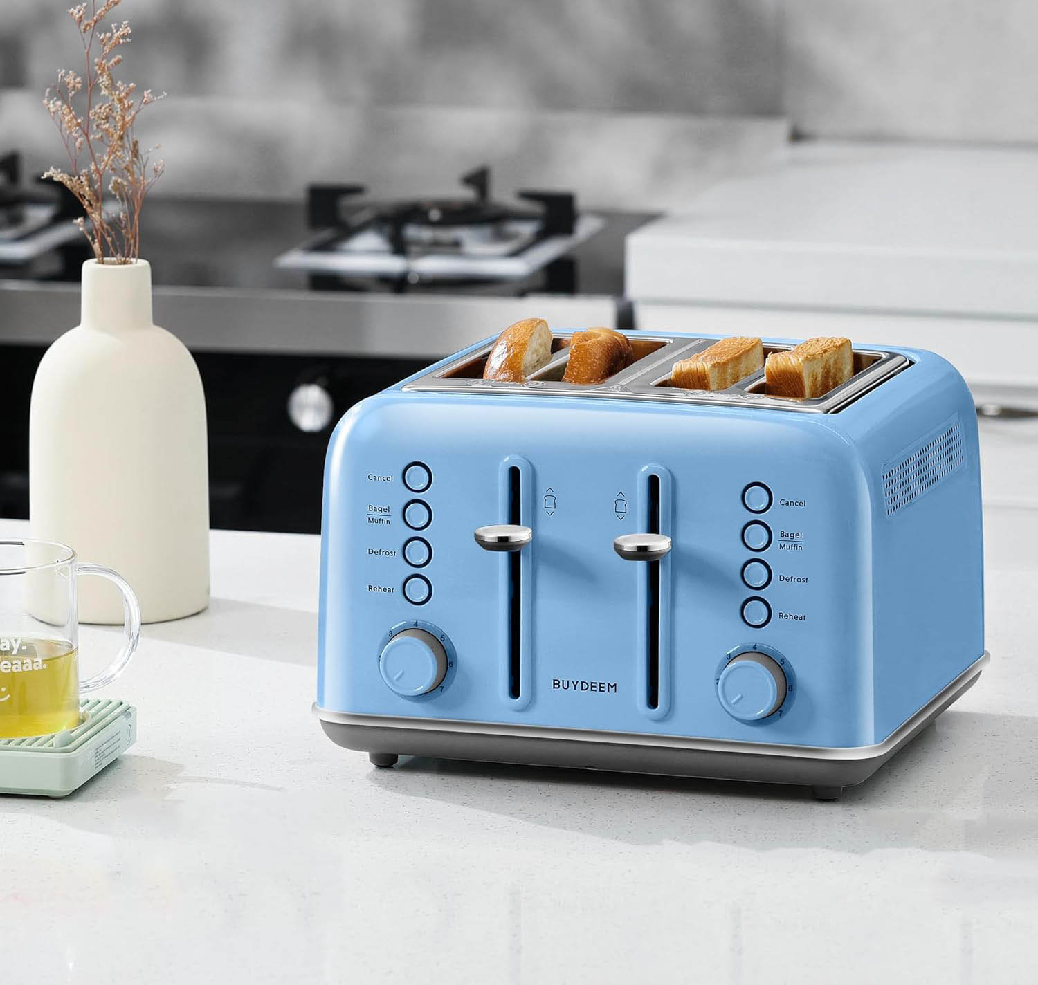 CORKURE 4-Slice Toaster, Extra Wide Slots, Retro Stainless Steel With ...