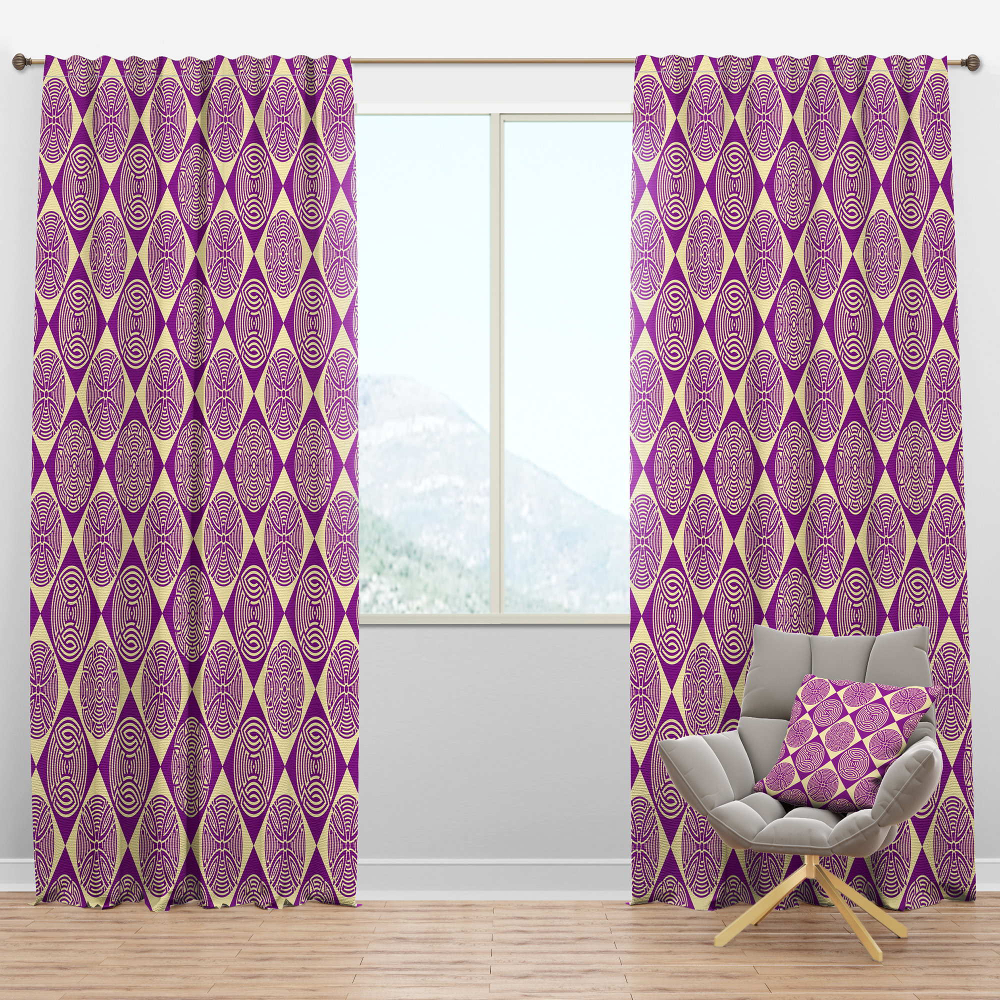 Design Art Retro Abstract Pattern Design I - Mid-Century Curtain ...