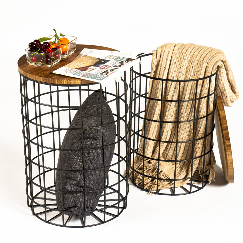 17 Stories Calavar Tray Top Frame Nesting Tables with Storage | Wayfair