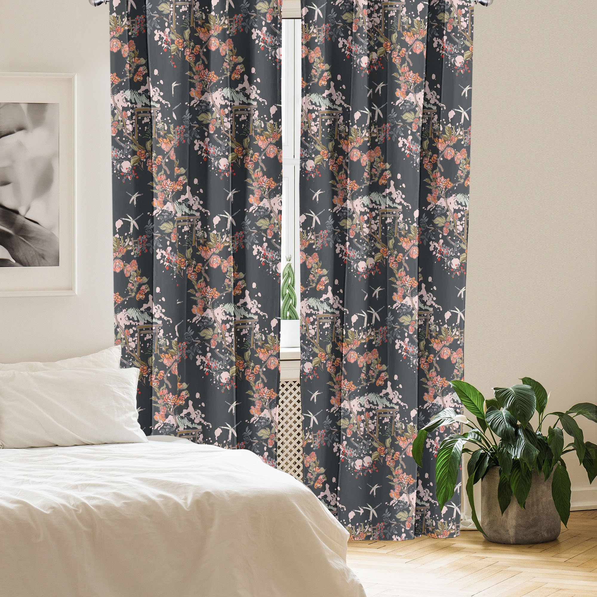 East Urban Home Asian Curtains Oriental Art Dragonfly Print Pair 426739 ...