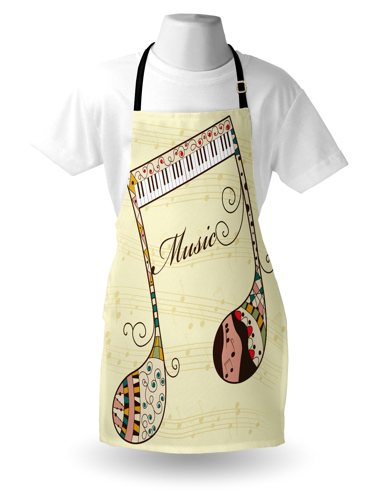 East Urban Home Music Apron Unisex, Keyboard Musical Note, Adult Size ...