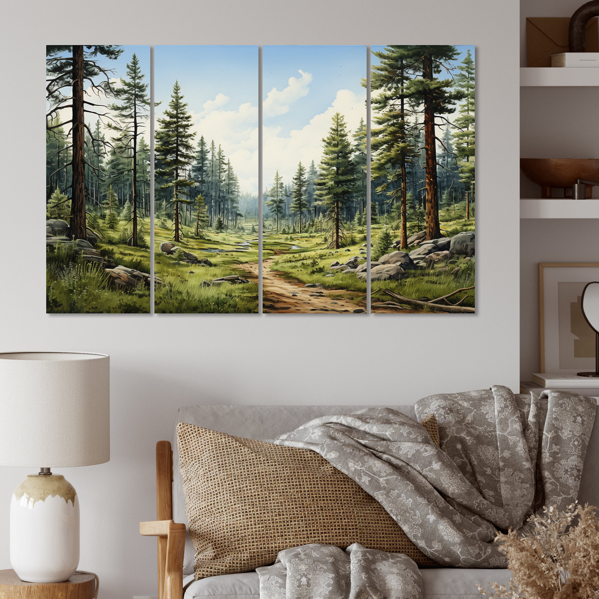 Millwood Pines Pine Tree Whispering Pines II On Canvas 4 Pieces Print ...
