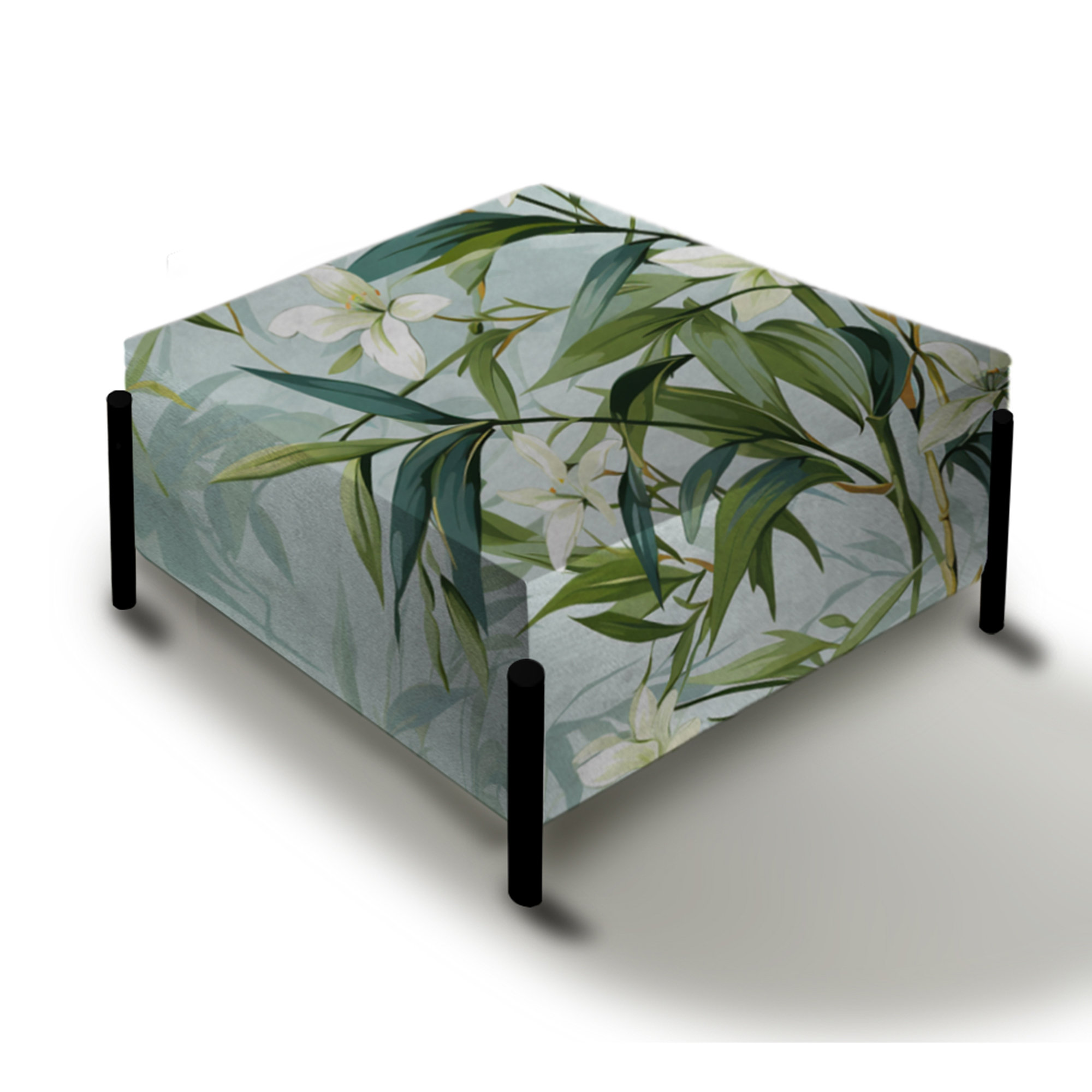 Design Art Tropical Zen Bamboo I - Tropical Large Square Ottoman | Wayfair
