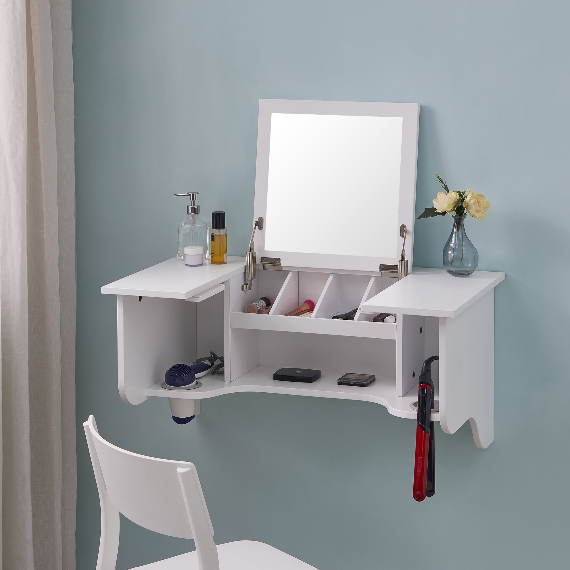 Latitude Run® Vanity Ledge With Wall Mount In White - Transitional ...