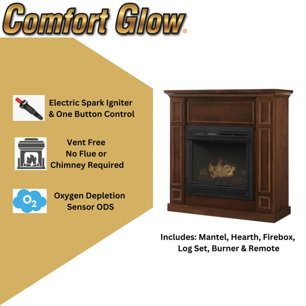Comfort Glow Dual Fuel Ventless Gas Fireplace with Mantle The Avalon ...
