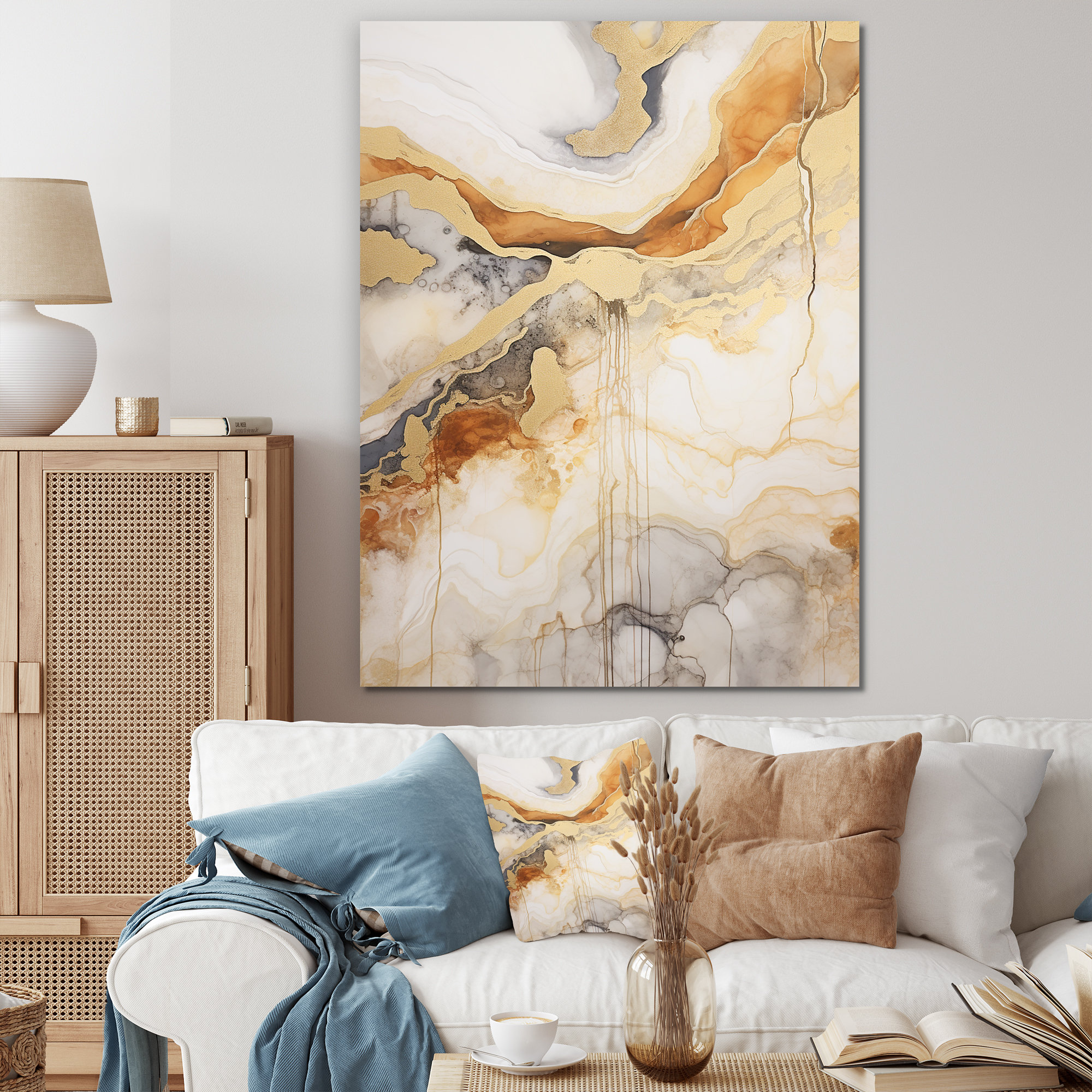 Wrought Studio Abstract Beige And Gold Geyser Paint IV - Abstract Wall ...
