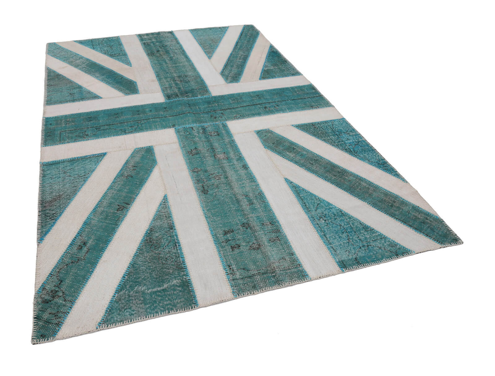 Lofy Flag Patchwork Blue Flag Wool Handmade Area Rug | Wayfair