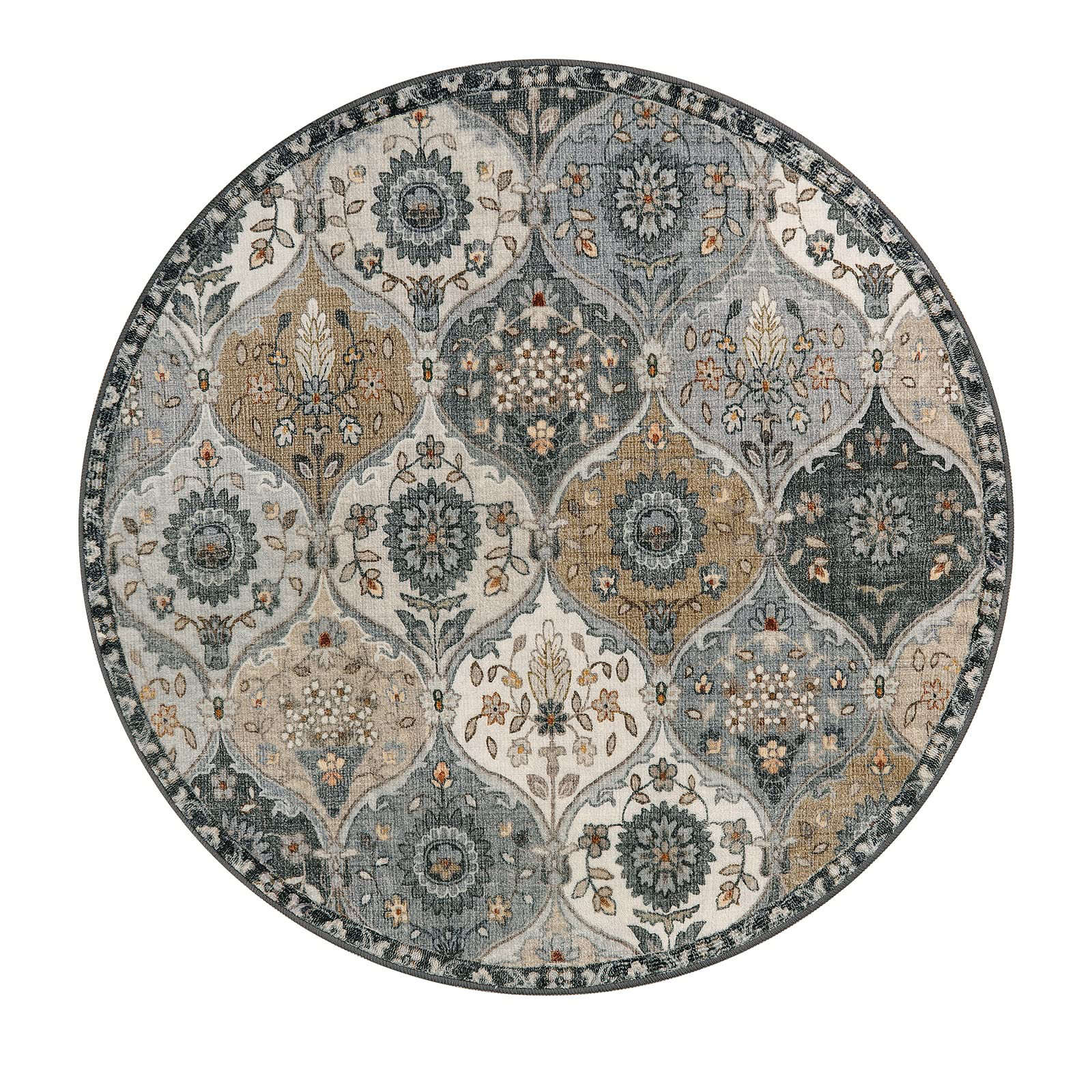 Bungalow Rose Round Ruksana Round 3' Area Rug with Non-Slip Backing ...