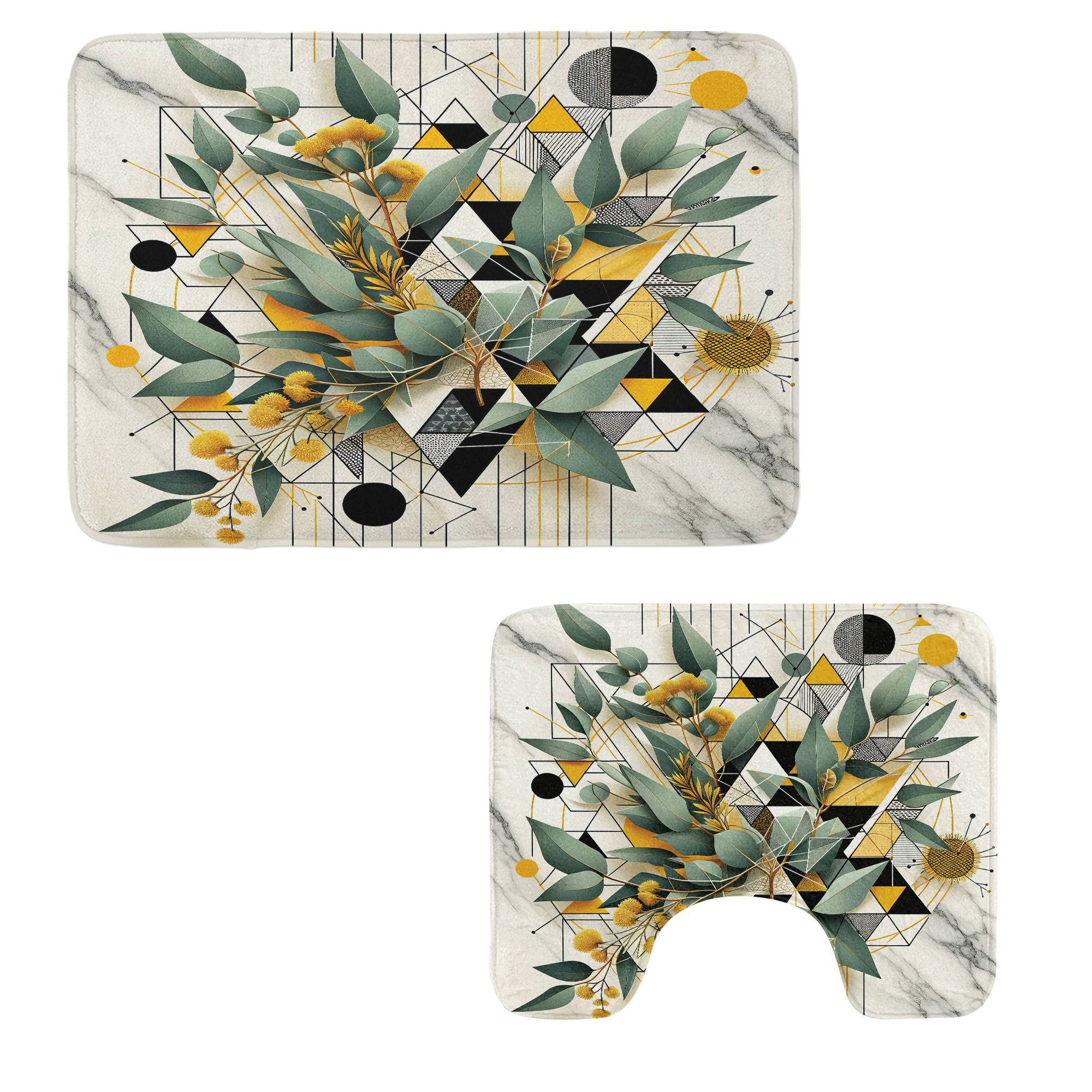 East Urban Home Eucalyptus Leaves Bathroom Rug Set 2 Pieces Rectangle ...