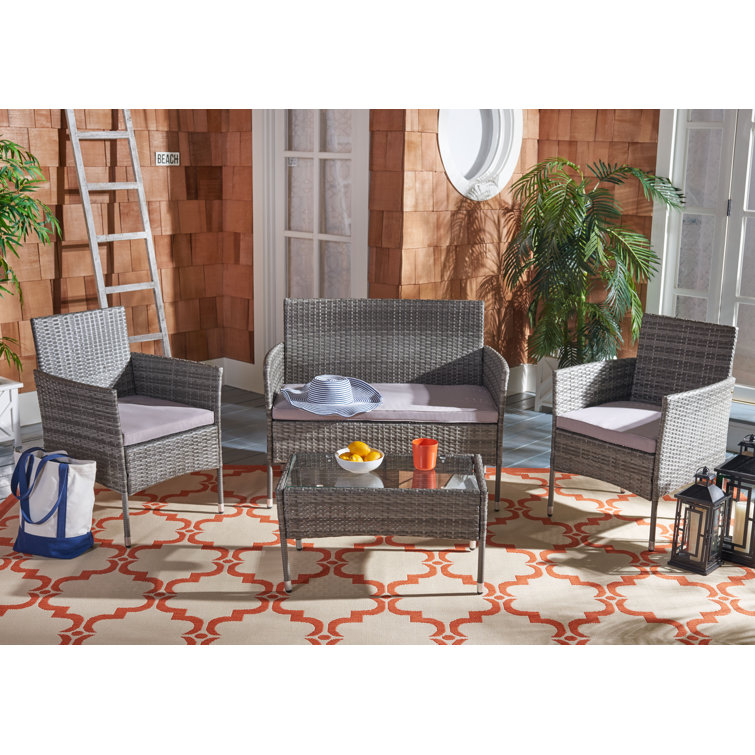 Latitude Run® 4 Piece Rattan Complete Patio Set with Cushion & Reviews ...