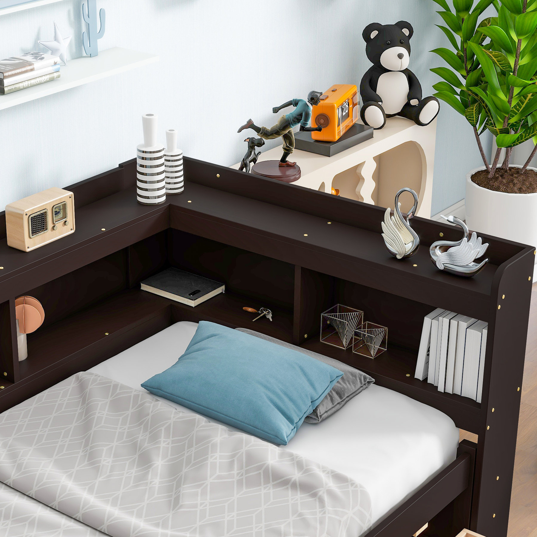 Lark Manor™ Bed with L-shaped Bookcases | Wayfair