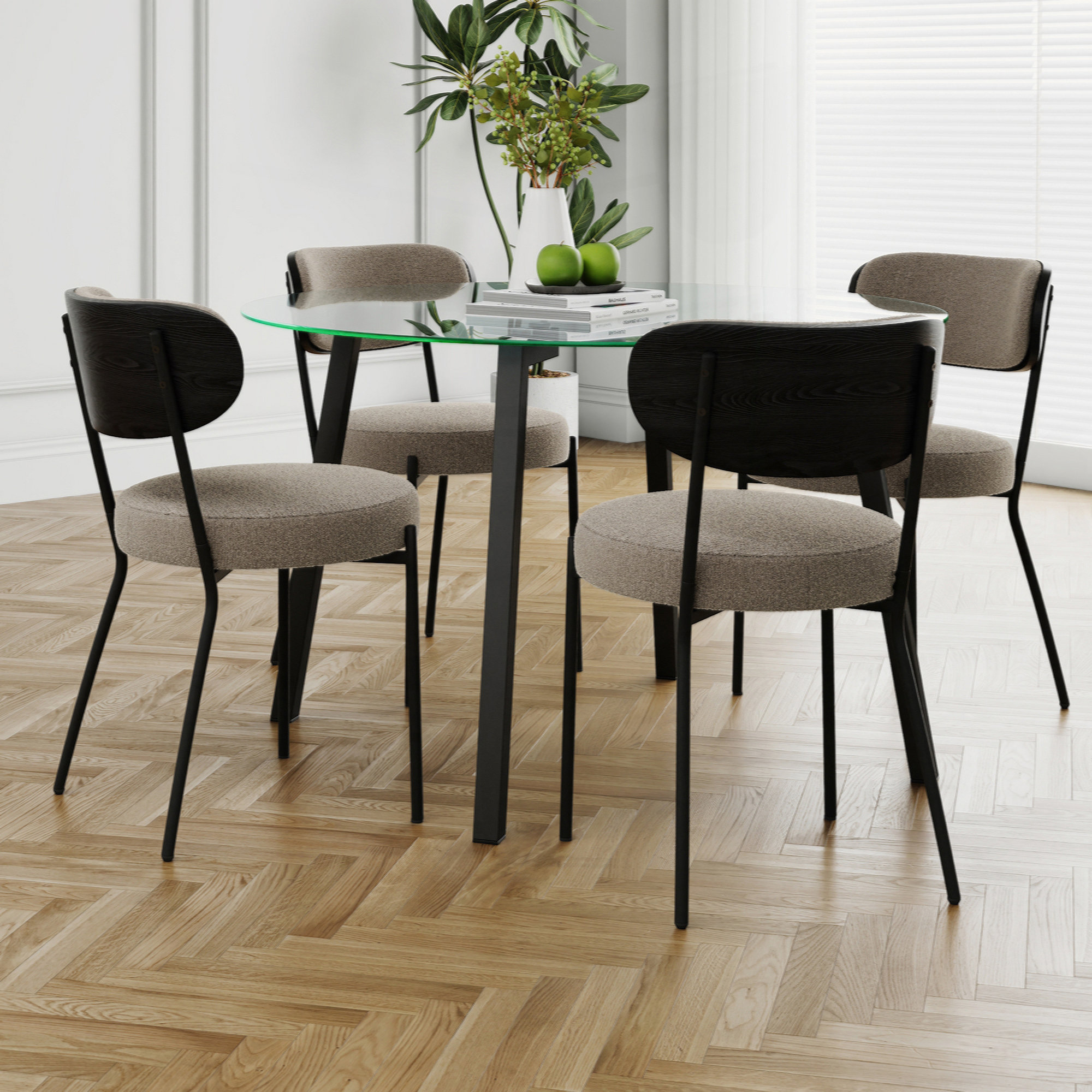 Latitude Run® Modern Simple Table With A Glass Round Table And Four ...