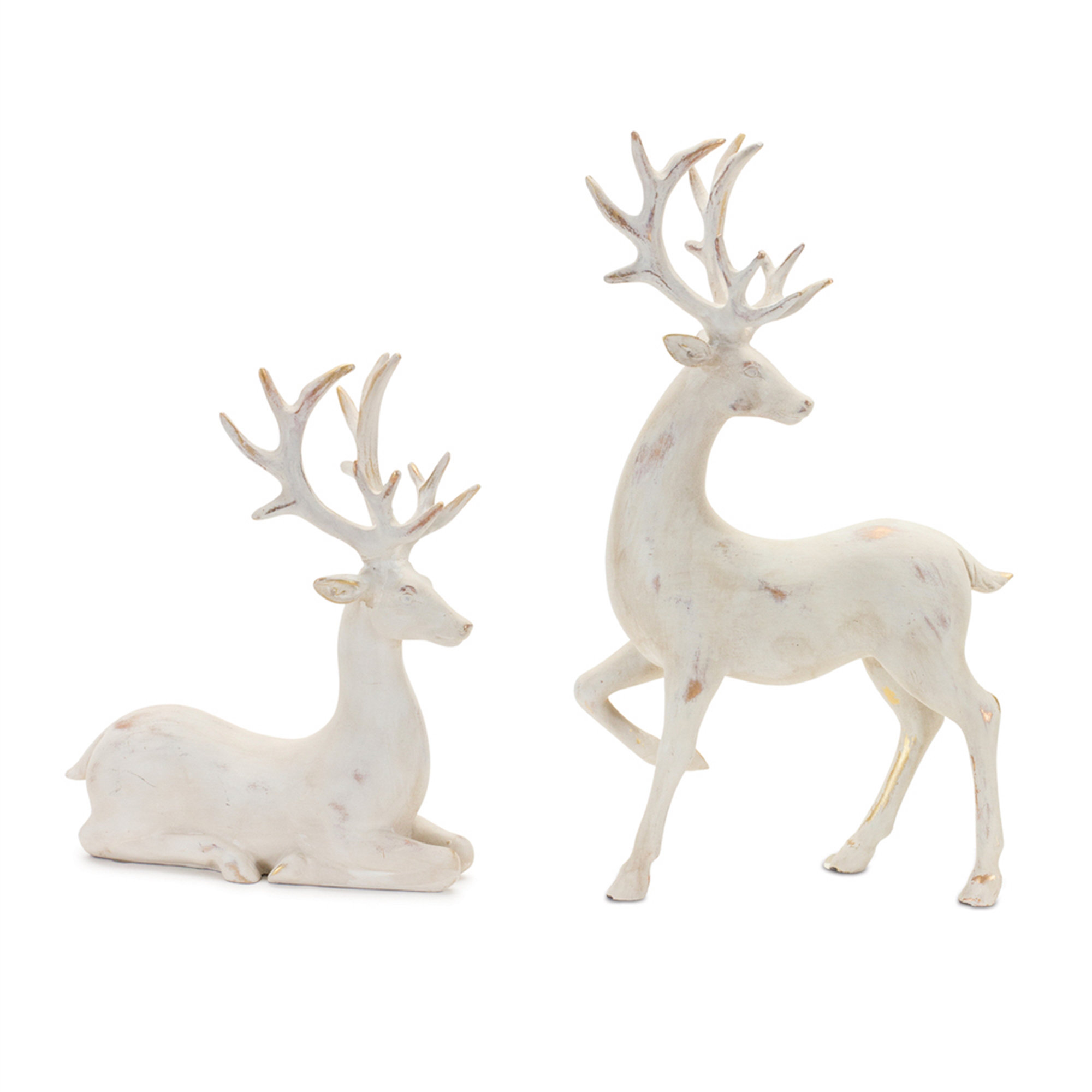 The Holiday Aisle® Gold Brushed Deer Figurine (Set of 2) | Birch Lane