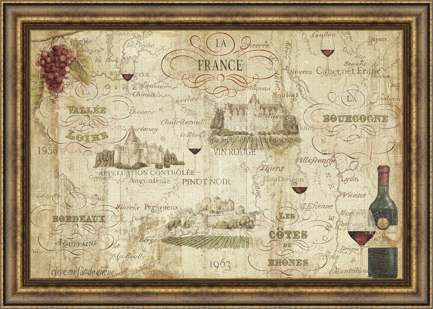 Ashton Wall Décor LLC 'Wine Map' Framed Graphic Art Print on Canvas ...