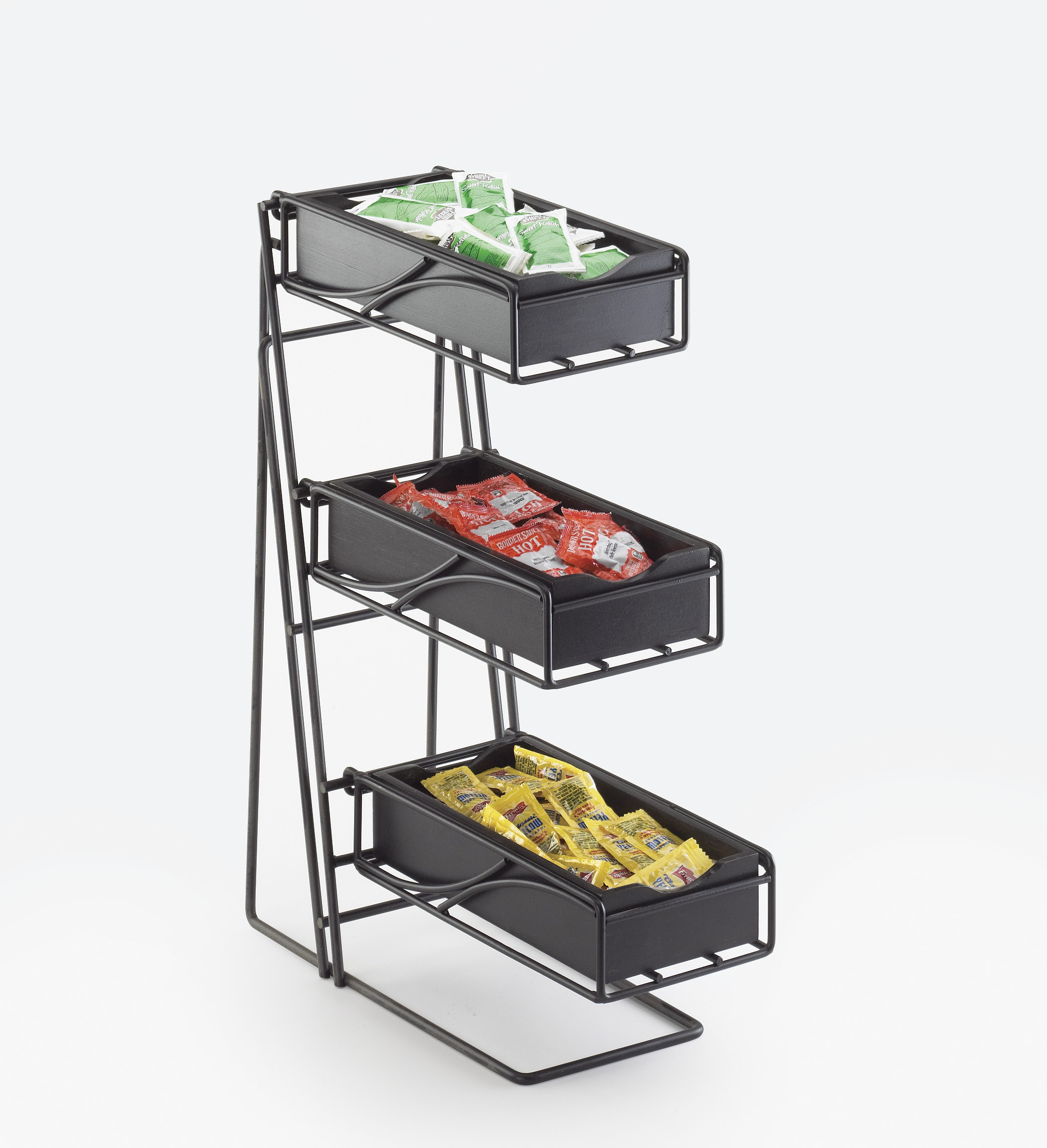 Cal-Mil Platinum 3-Tier Metal Flatware / Condiment Display with Faux ...