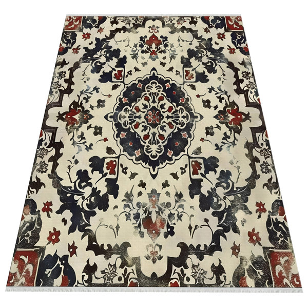 Ebern Designs Traditional Floral Motif Rug | Wayfair.co.uk