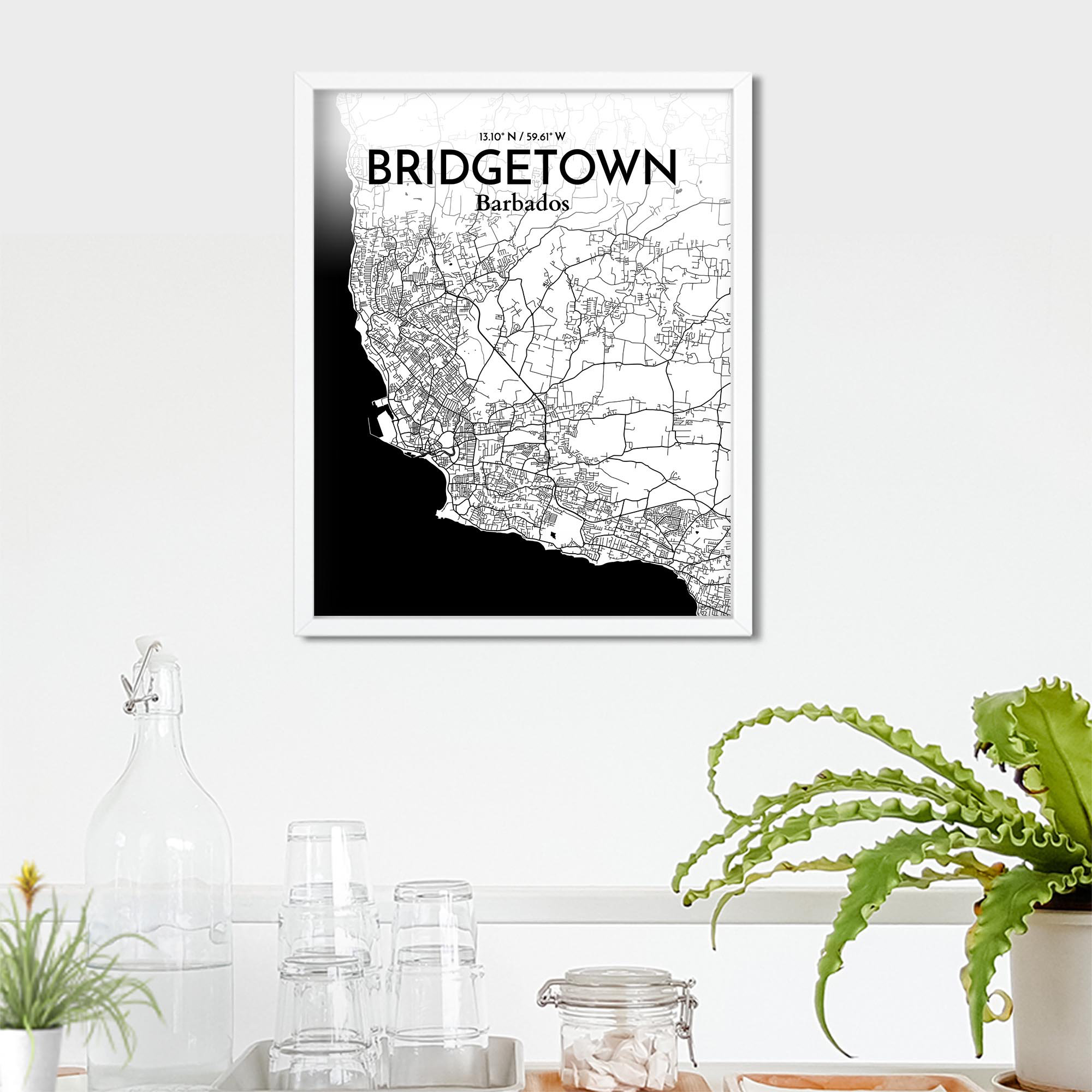17 Stories Bridgetown City Map Graphic Art | Wayfair