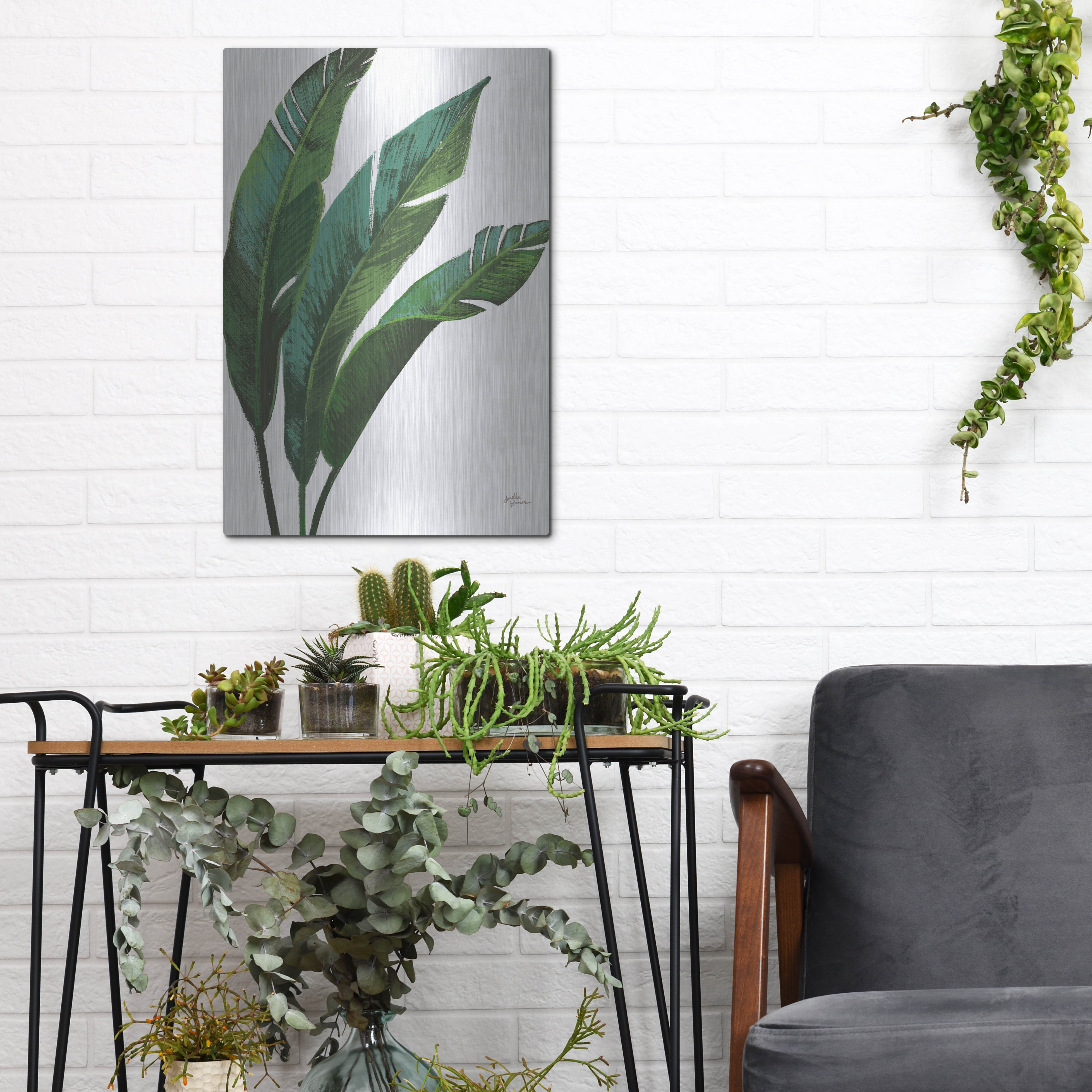 Bay Isle Home™ Luxe Metal Art 'Emerald Banana Leaves 1' by Janelle Penner Metal Wall Art | Wayfair
