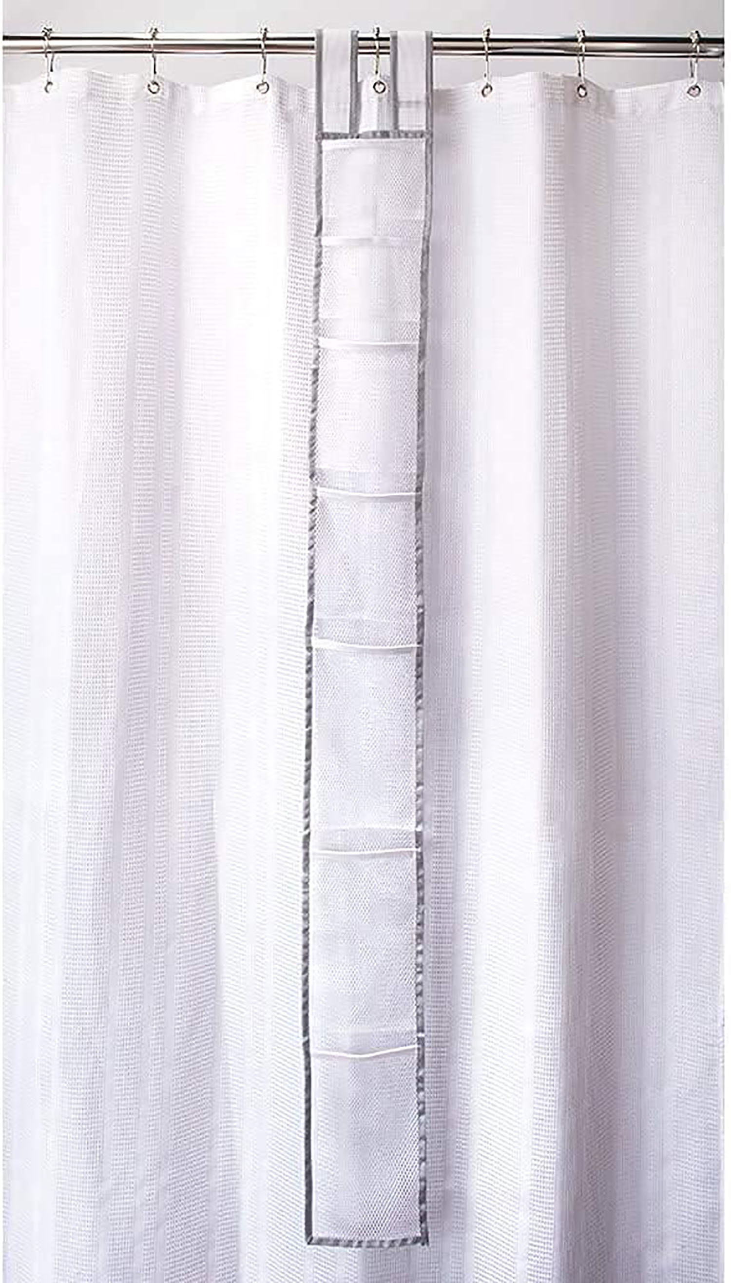 TIFONE 57 x 6 Inches Shower Liner with Pockets - 7-Pocket Hanging Mesh ...