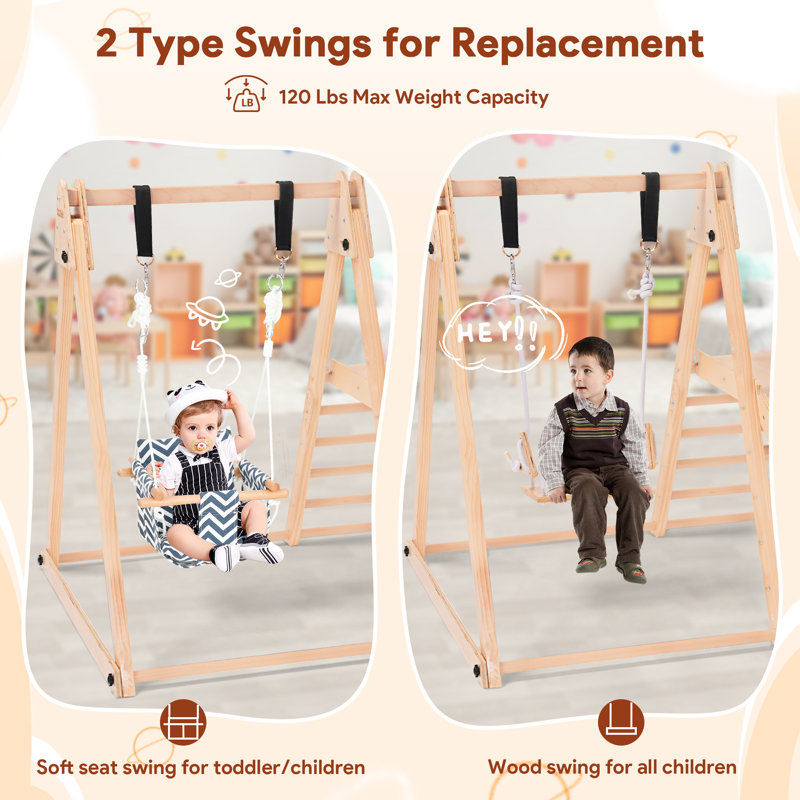 ANGGREK 7-in-1 Foldable Toddler Climbing Toy with 2 Swings, Indoor ...