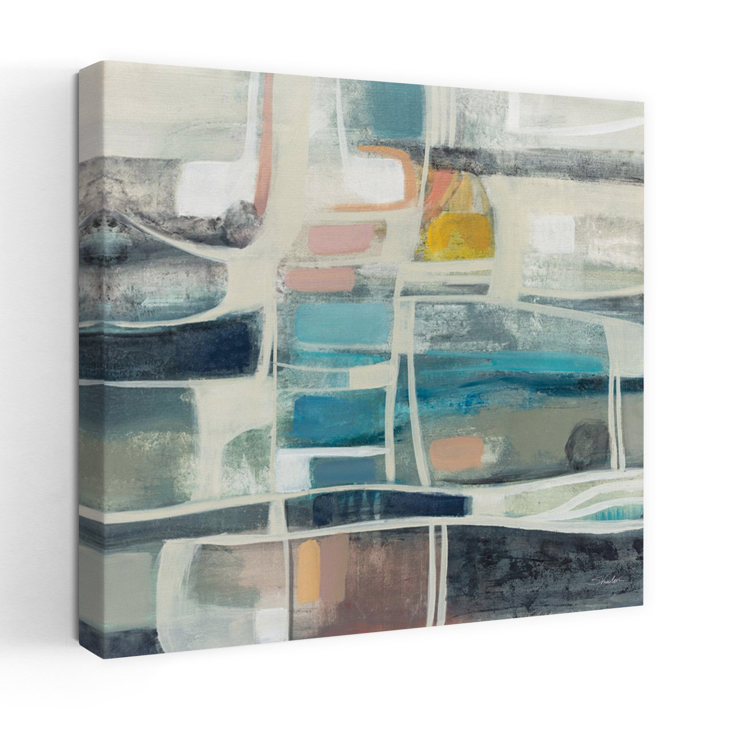 George Oliver Contemporary Mid Modern Vintage With Abstract Blue Art ...