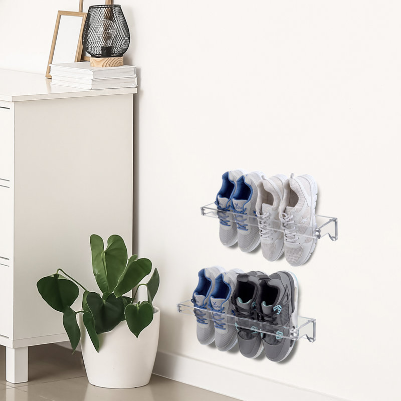 Rebrilliant 2 Piece Wall Clear Acrylic Shoe Storage Rack | Wayfair